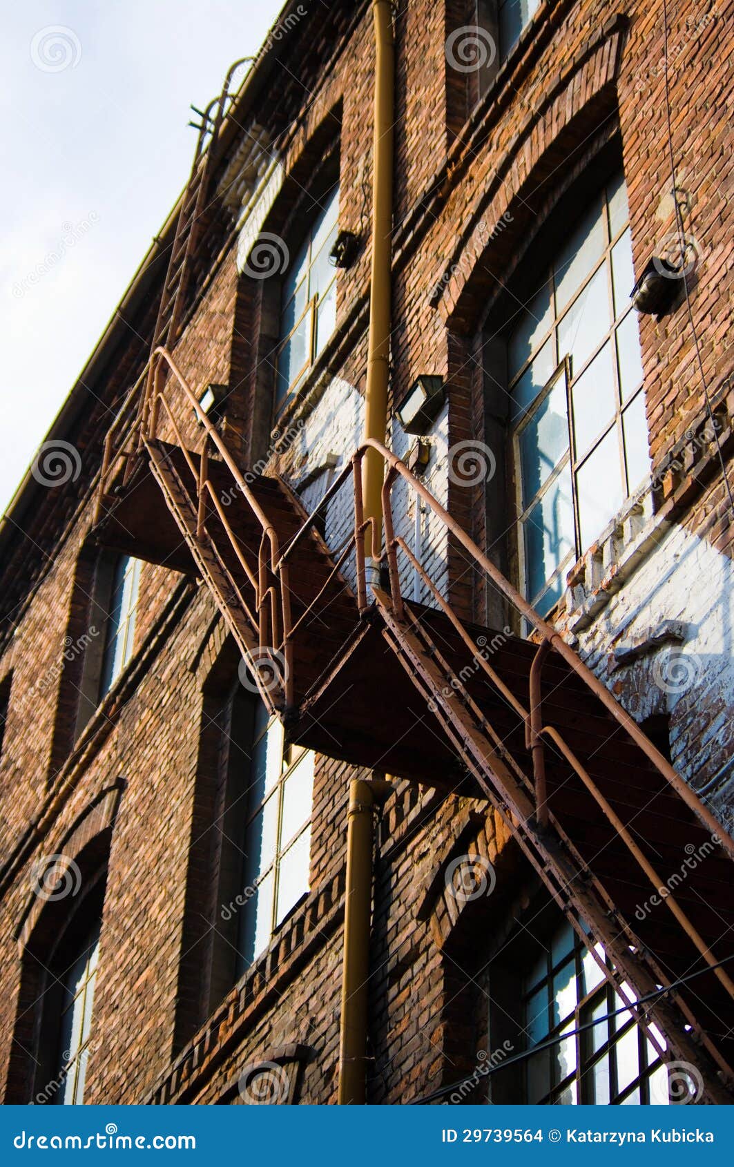 Factory stairs stock photo. Image of textile, fire, lodz - 29739564