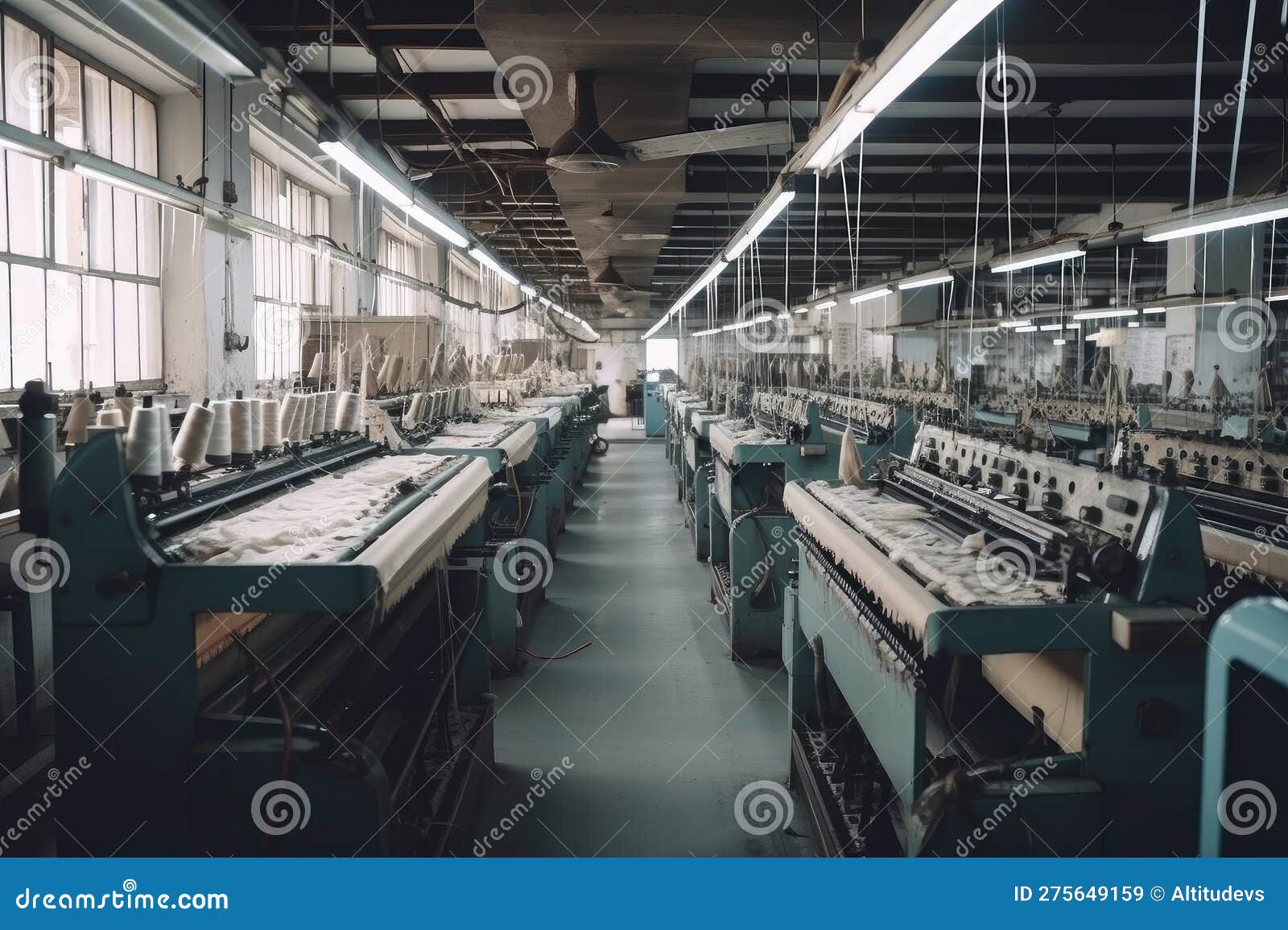 Textile Factory, with Machines and Workers Producing Fabric for ...