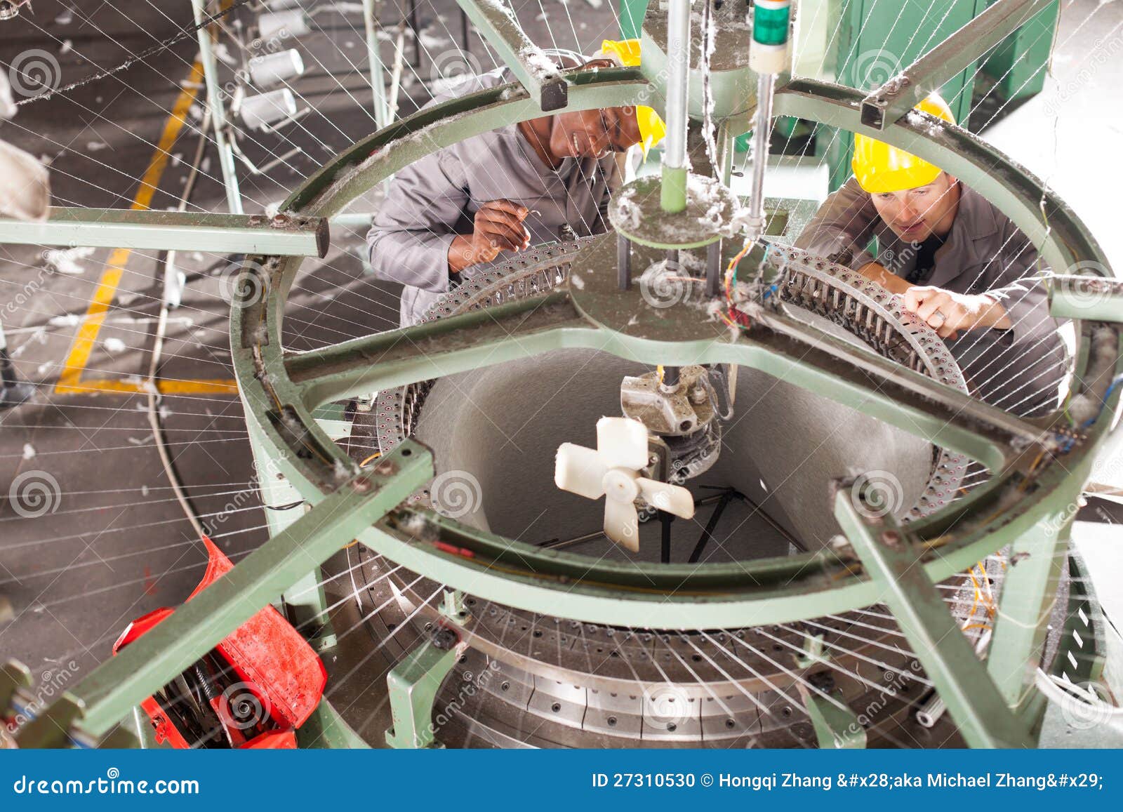 Textile Factory Technicians Stock Photo - Image of coworkers, loom ...