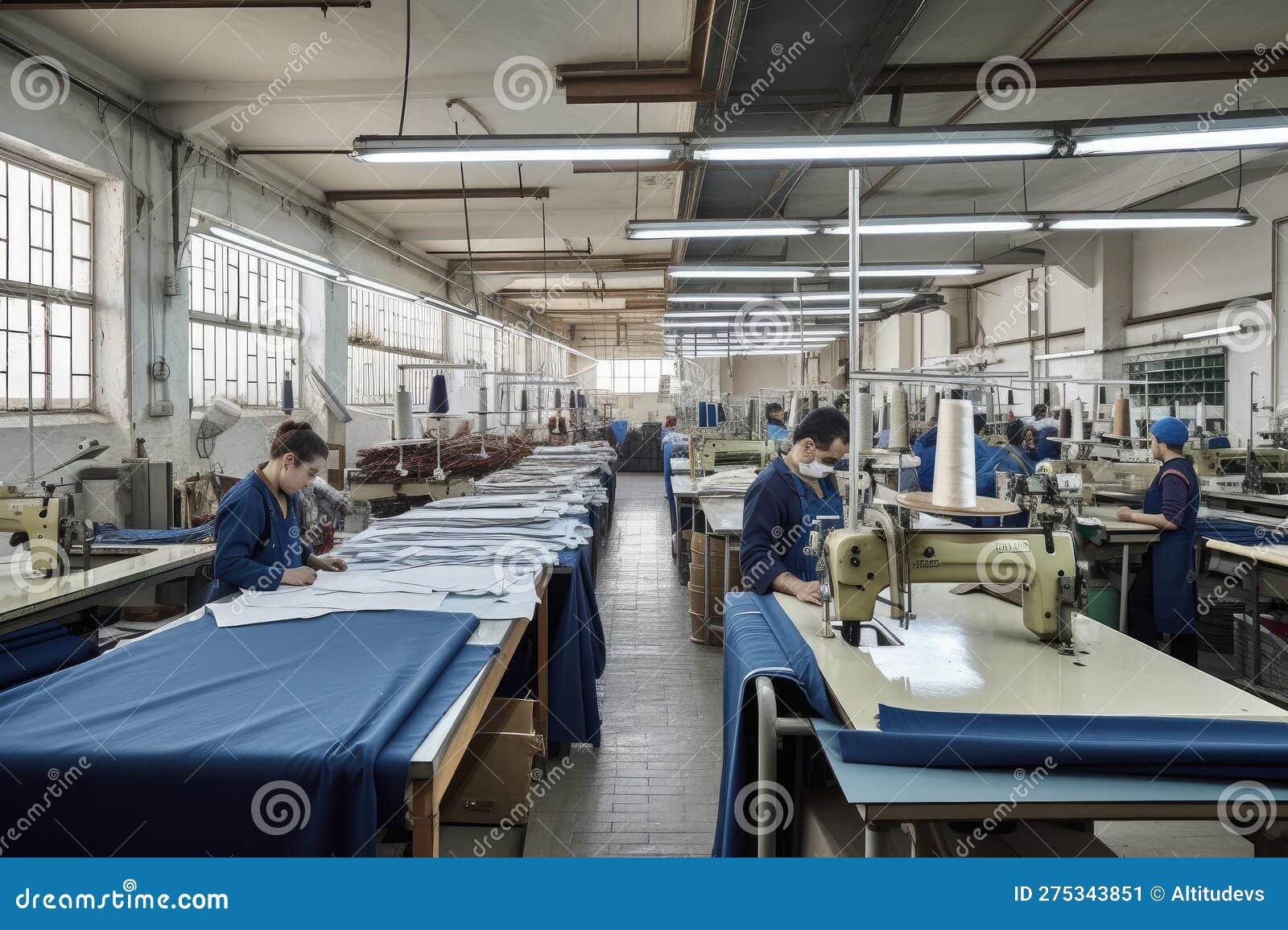 Textile Factory, with Workers Designing and Creating New Products Stock ...