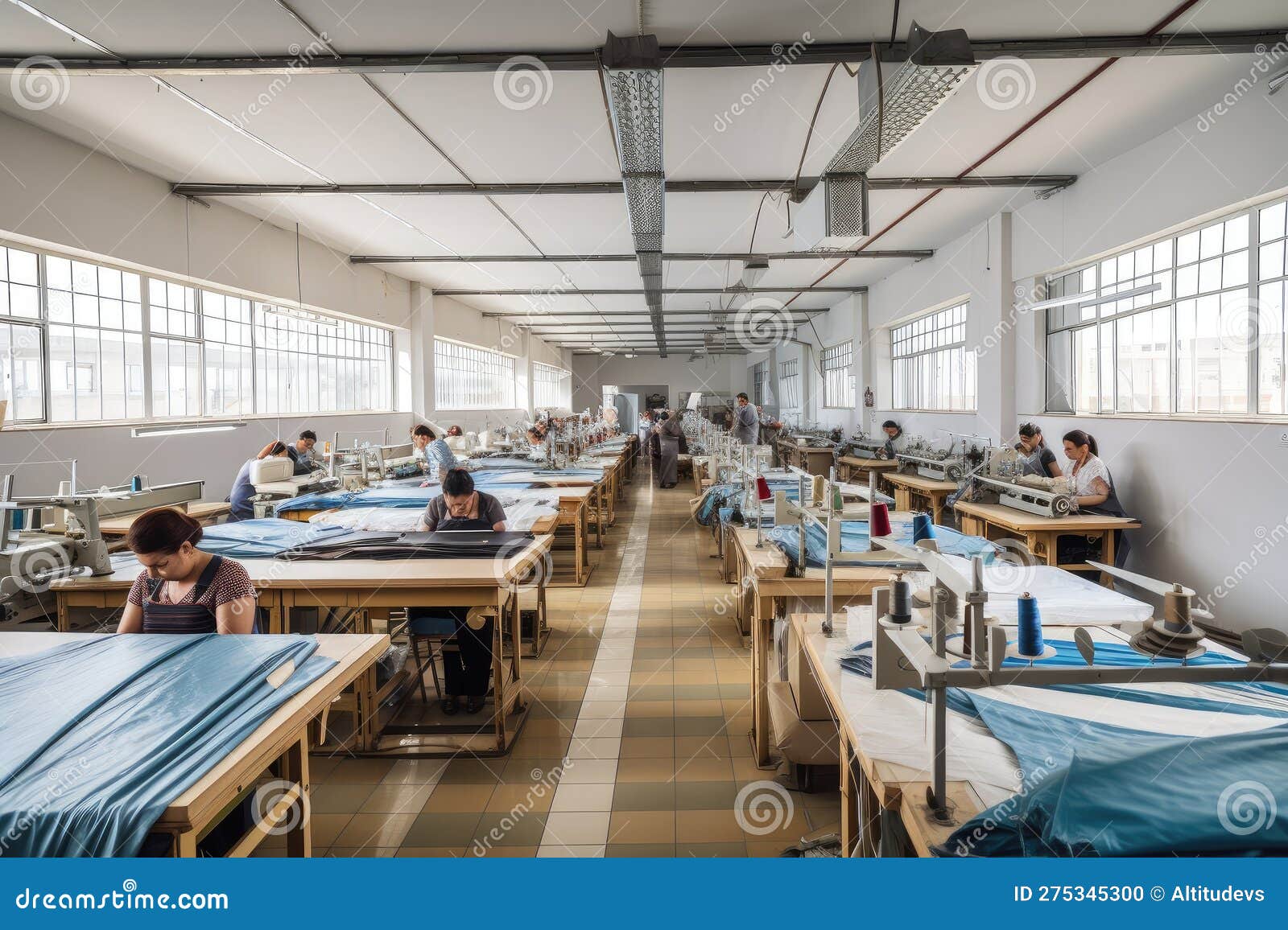 Textile Factory, with Workers Designing and Creating New Products Stock ...