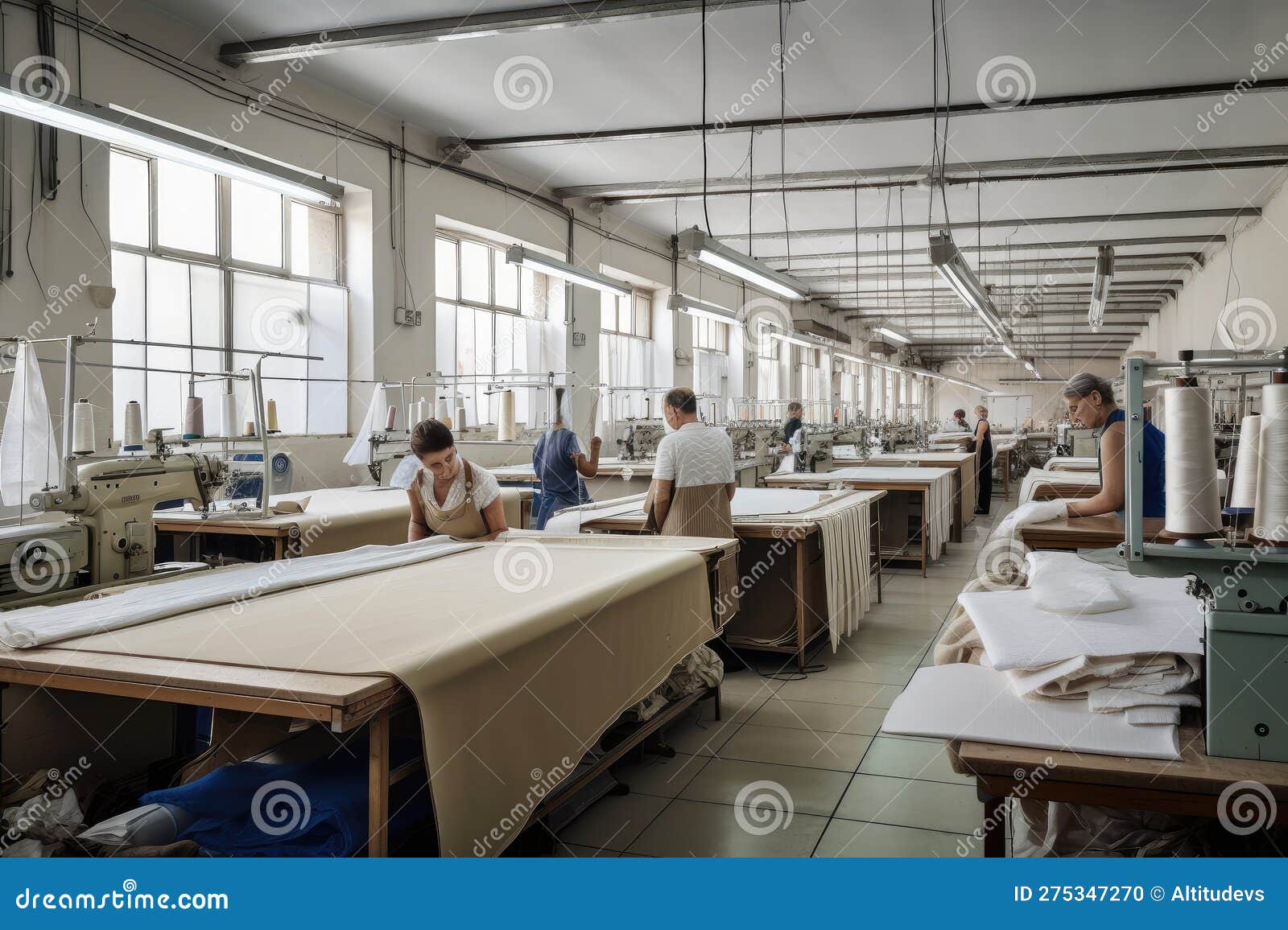 Textile Factory, with Workers Designing and Making New Products Stock ...