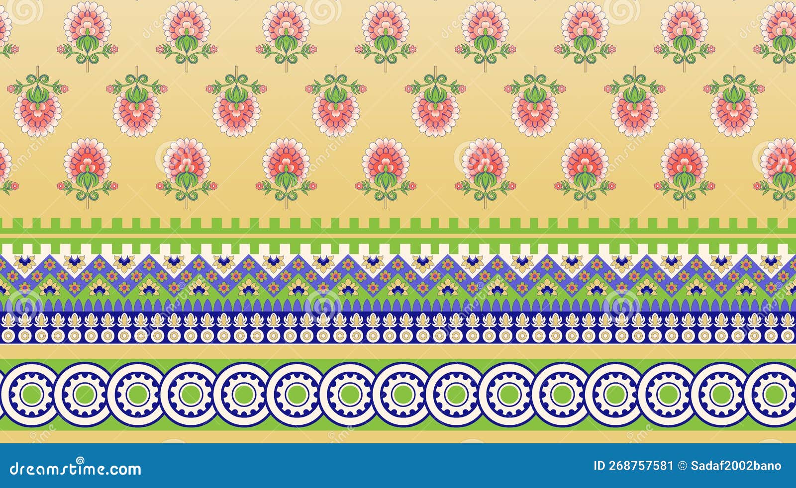 Paisley-Muster.Digital Textile Design Motif Gold Colorful Stock ...