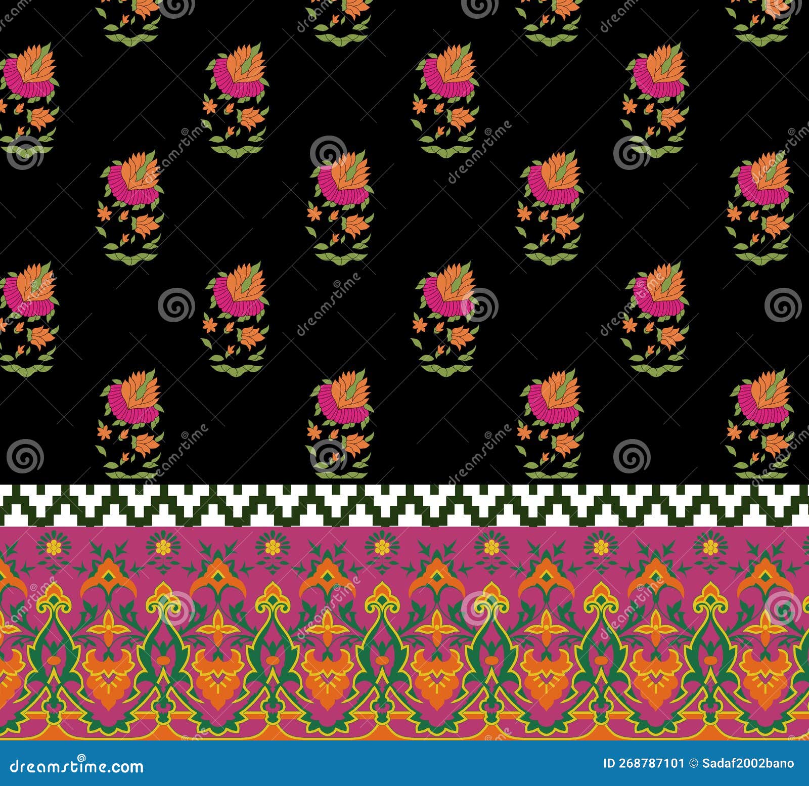 Paisley-Muster.Digital Textile Design Motif Gold Colorful Stock ...