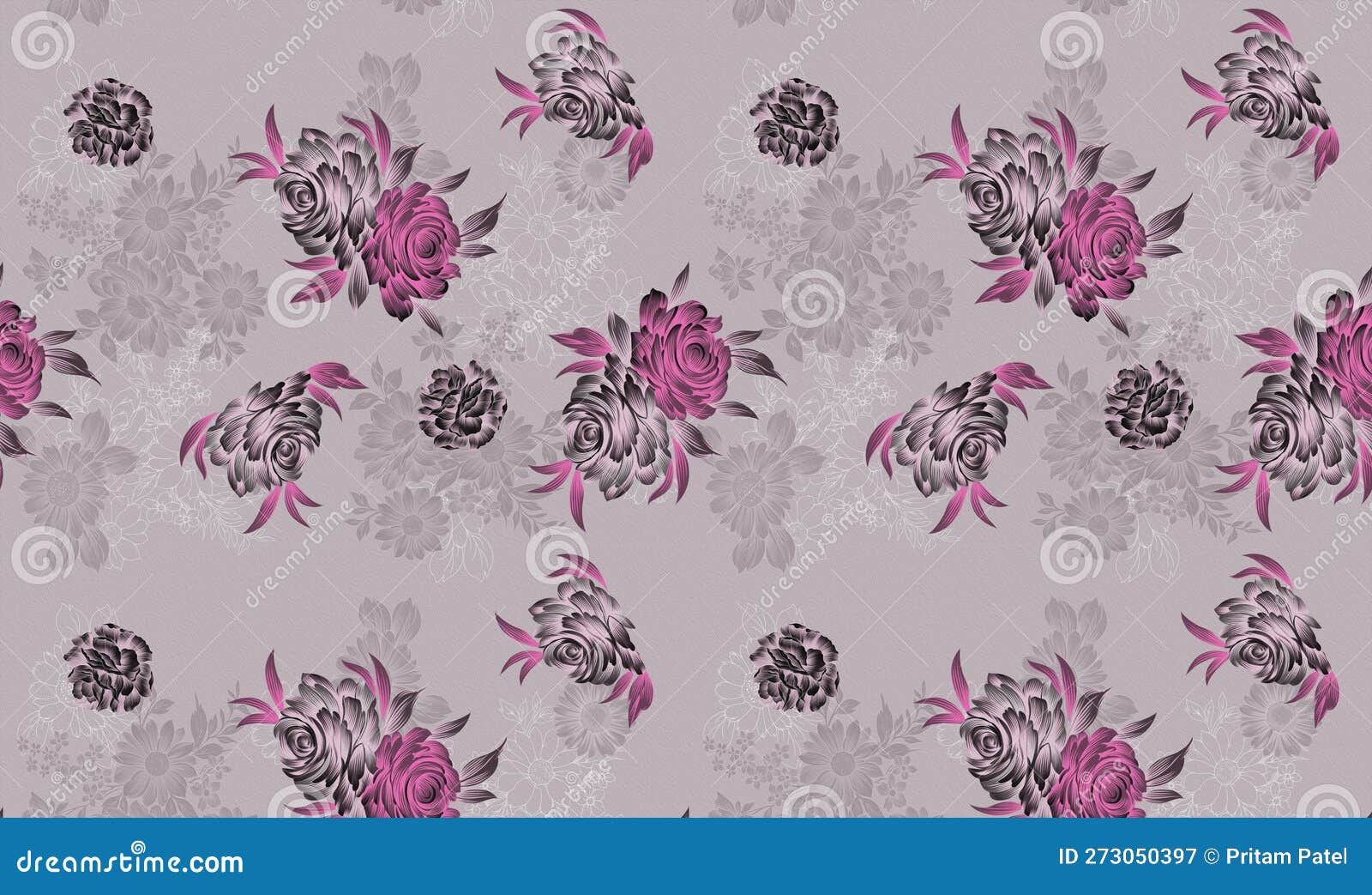 Flower Allover Pattern with Digital Background Stock Illustration ...