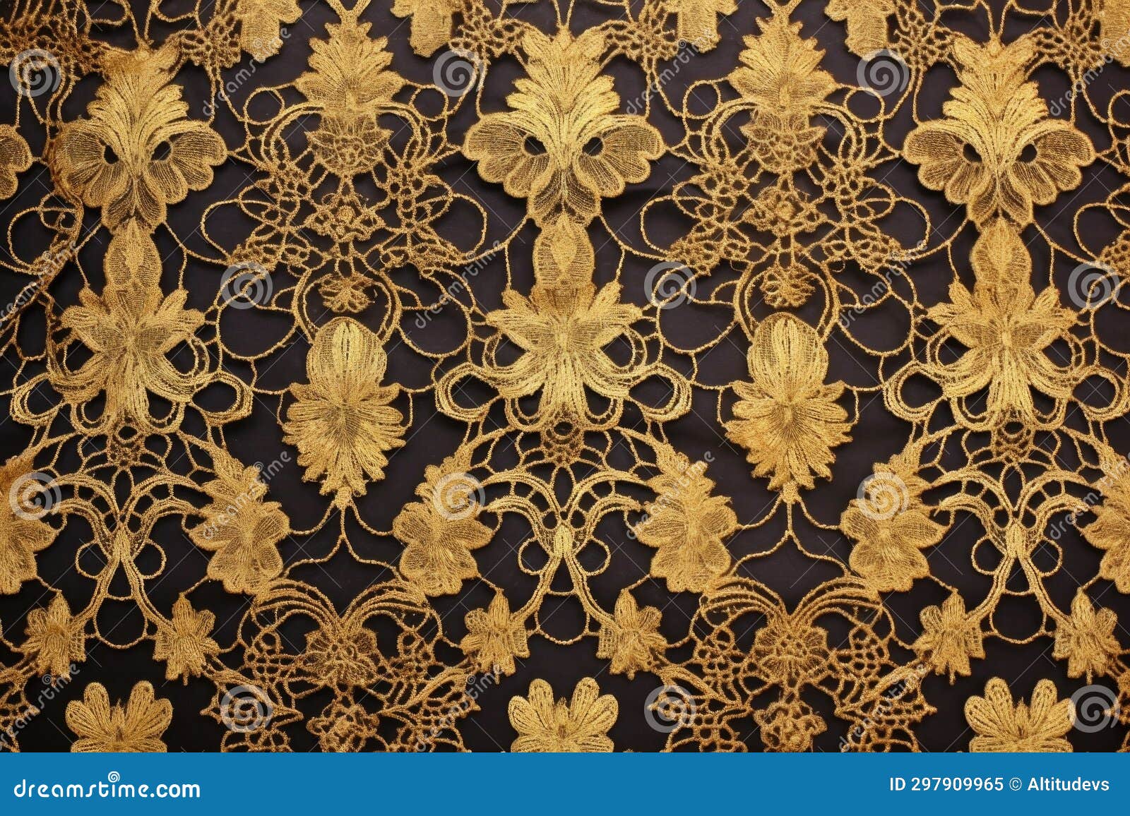 Textile with Golden Lace Pattern Stock Image - Image of design, element ...