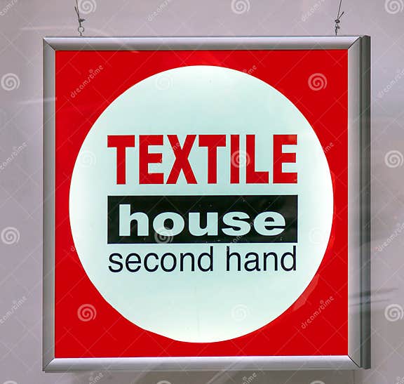 Textile House Second Hand Sign Stock Image - Image of text, exterior ...