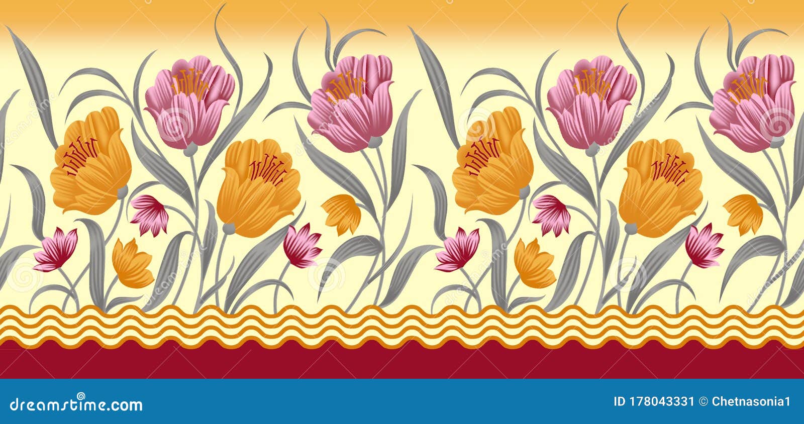 Textile Indian Floral Border Design Background Stock Illustration ...