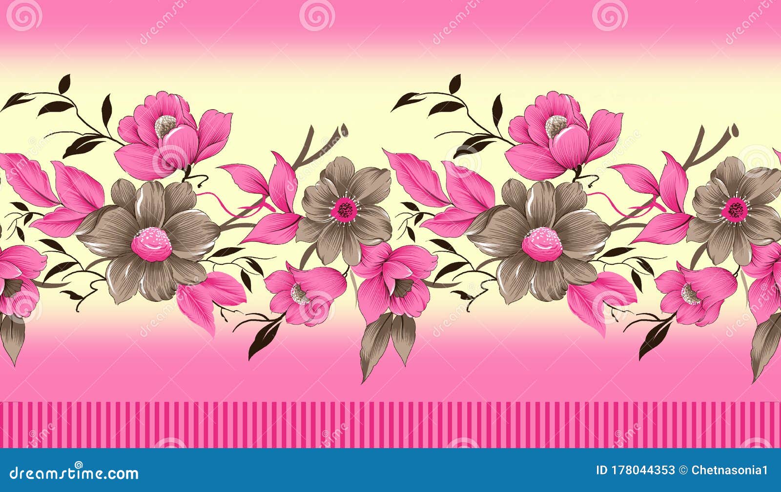 Textile Indian Floral Border Design Background Stock Illustration ...