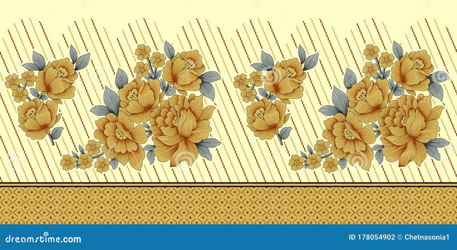 Textile Indian Floral Border Design Background Stock Illustration ...