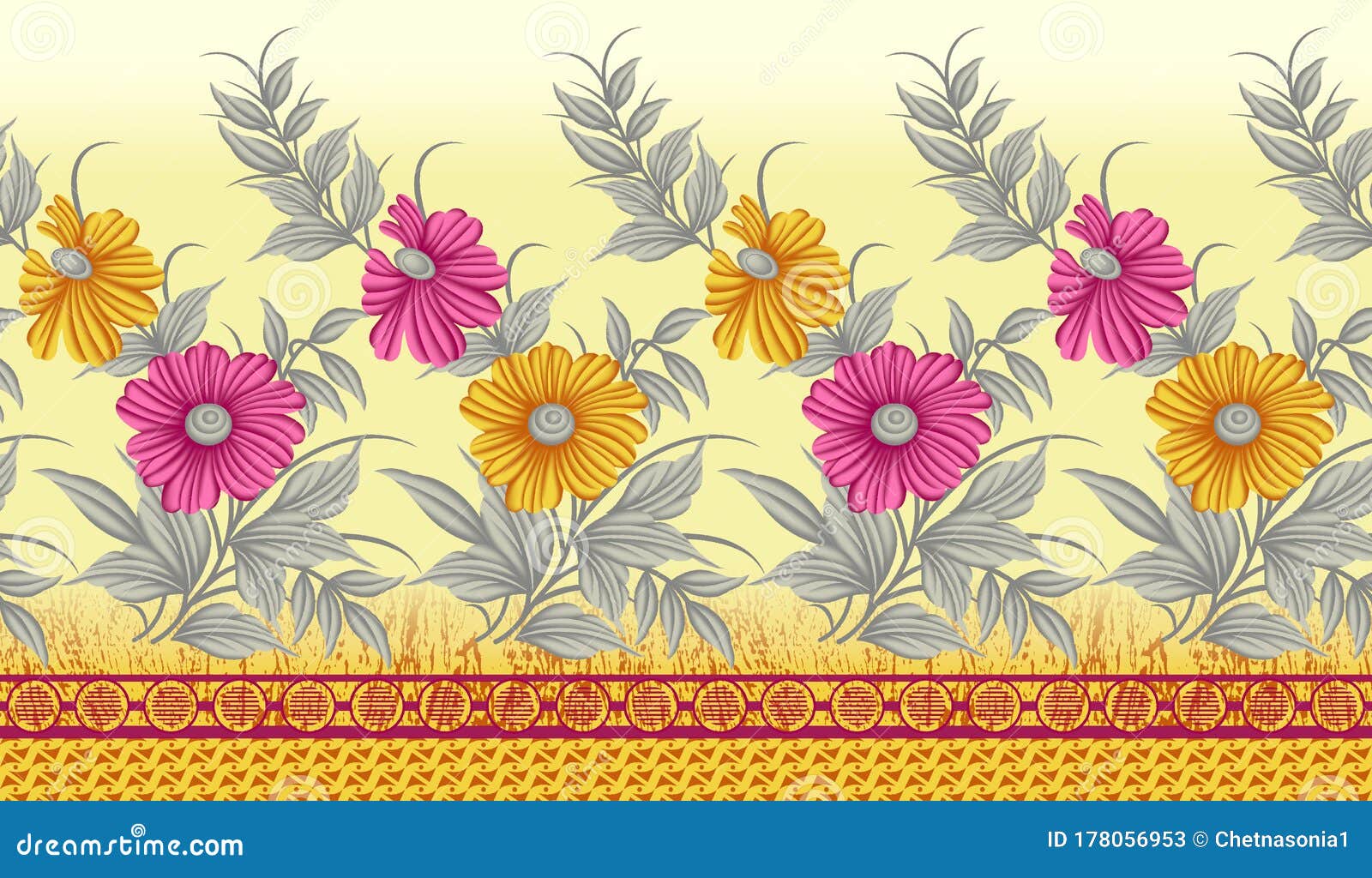 Textile Indian Floral Border Design Background Stock Illustration ...