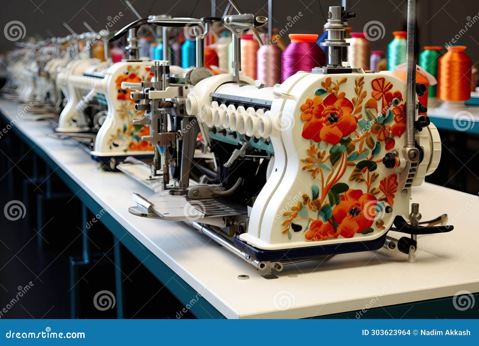 Textile: Industrial Embroidery Machine Stock Illustration ...