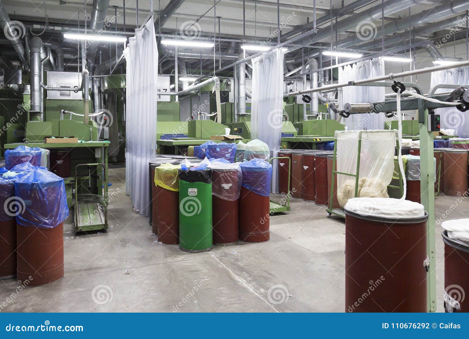 Textile Industry. Cotton Carding System Stock Photo - Image of industry ...