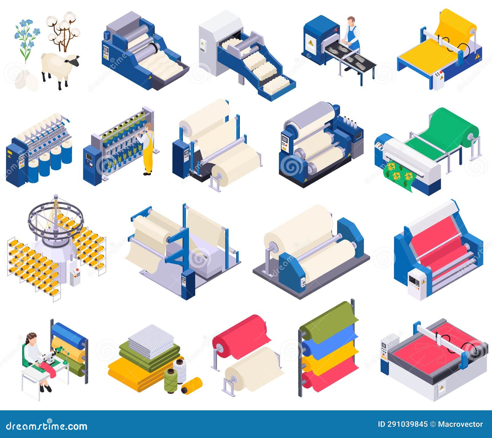 Textile Industry Icon Set stock vector. Illustration of material ...