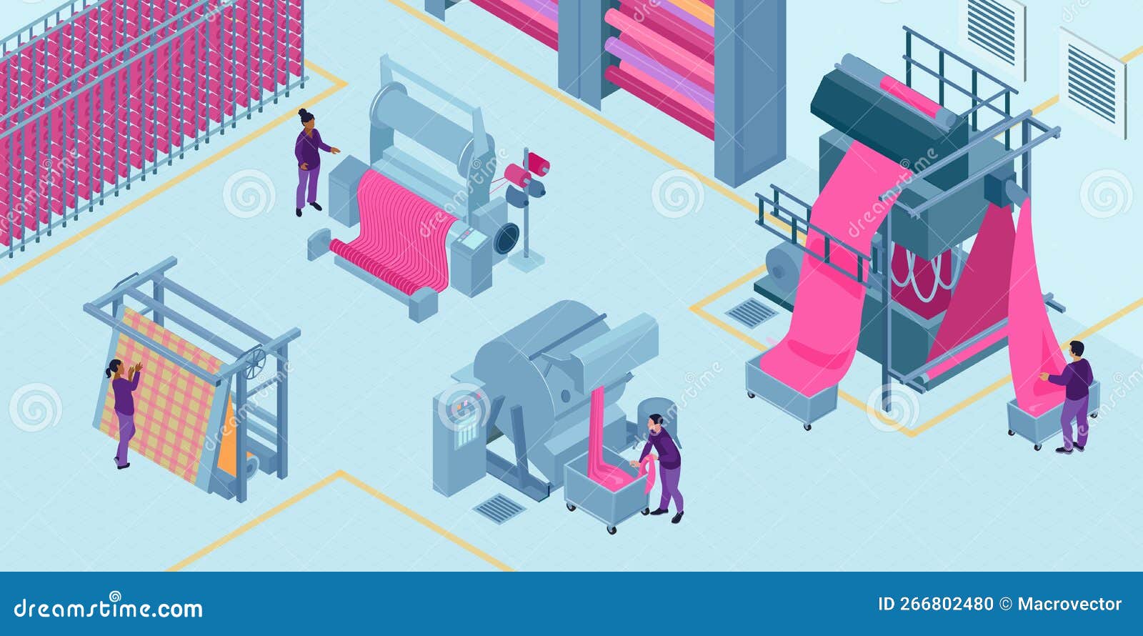 Textile Industry Unit Composition Stock Vector - Illustration of fabric ...