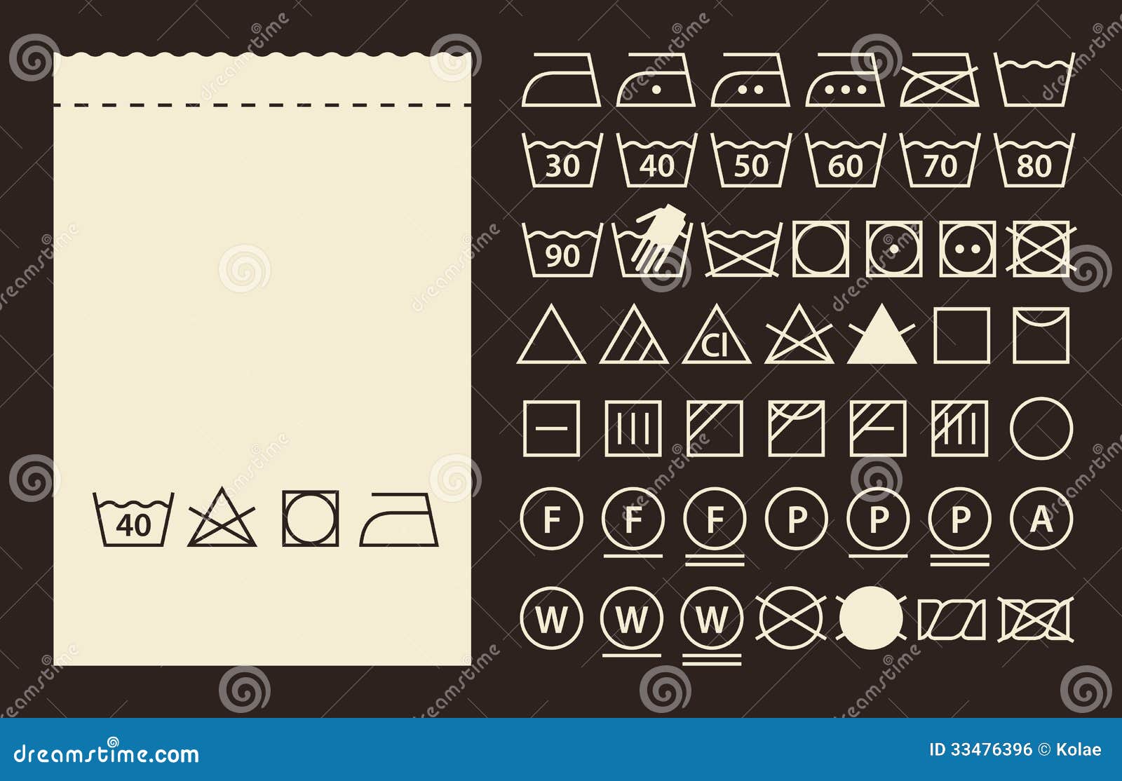 Textile Label and Washing Symbols Stock Vector - Illustration of sign ...