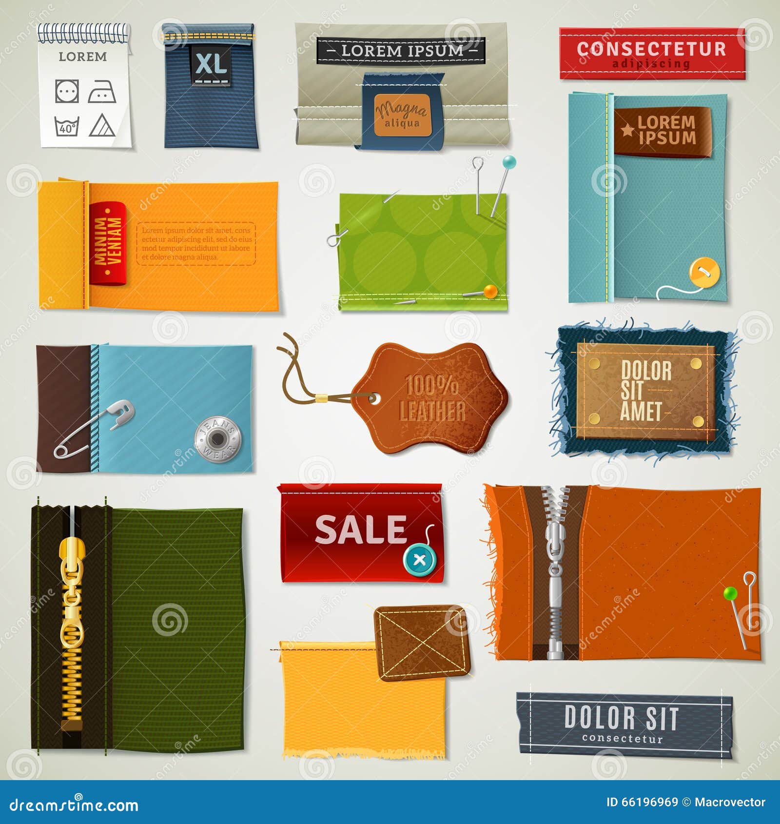 Textile Labels Set stock vector. Illustration of label - 66196969