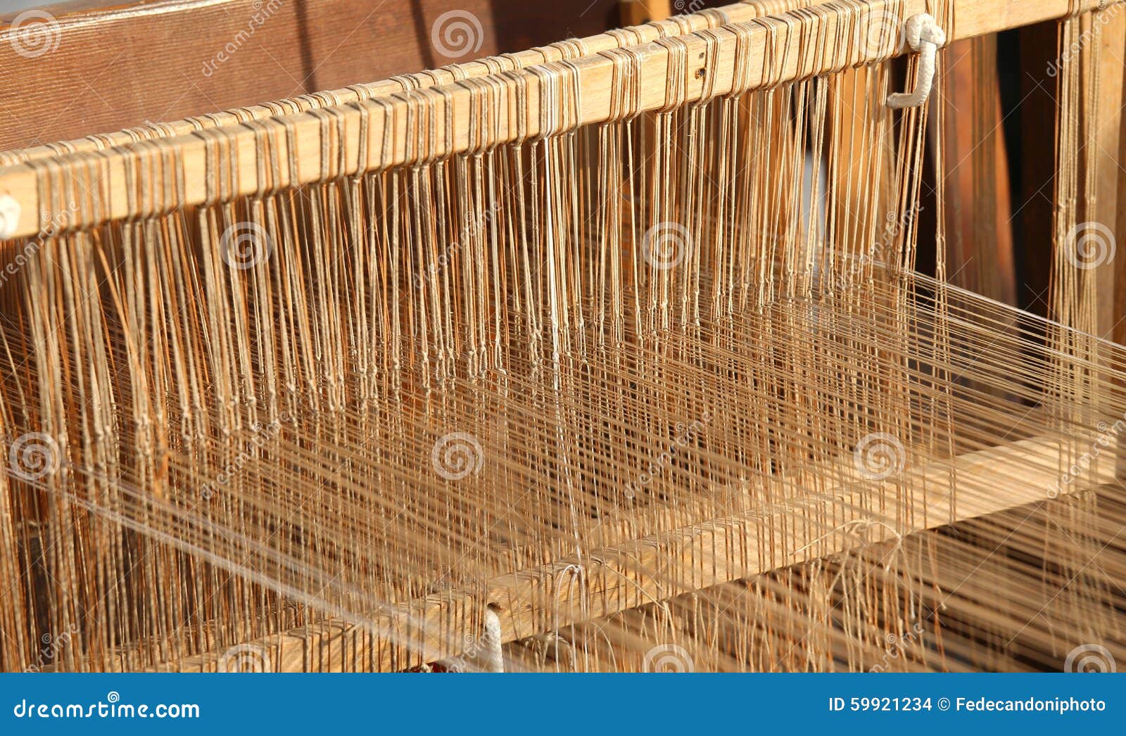 Textile Loom for Weaving of Yarns of Cotton and Wool Stock Photo ...
