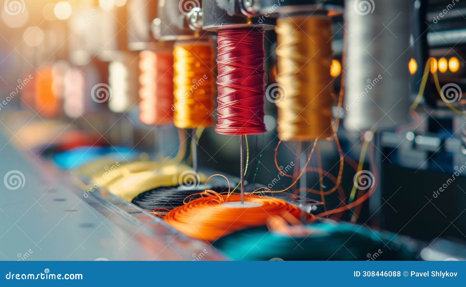 Textile Machine with Colors Threads Industrial Stock Photo - Image of ...