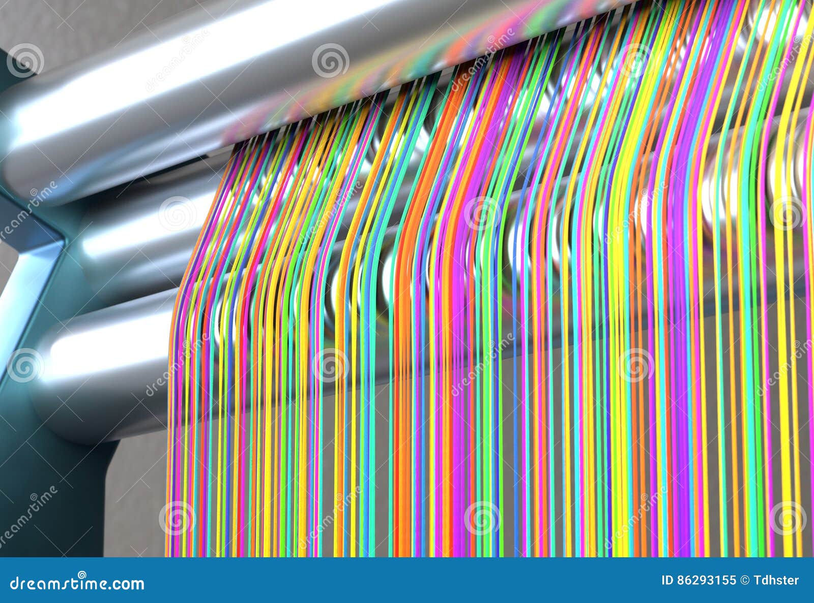 Textile Machine with Rainbow Colors Threads. 3d Illustration Stock ...