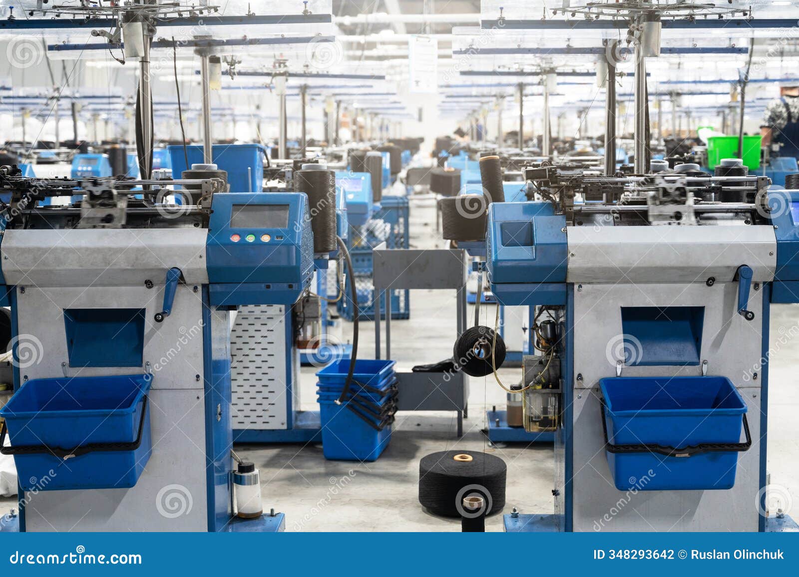 Textile Manufacturing. Circular Knitted Fabric. Textile Factory In ...