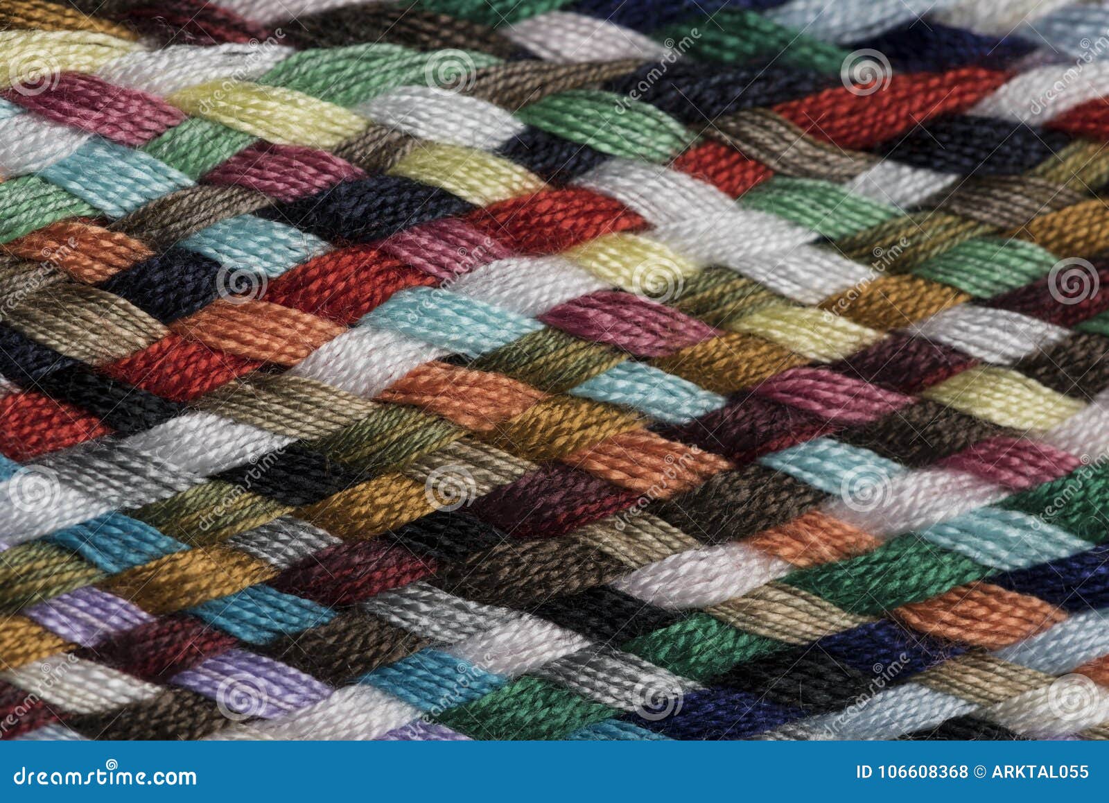 Various Colored Cotton Intersected Threads Pattern Macro Closeup Stock ...