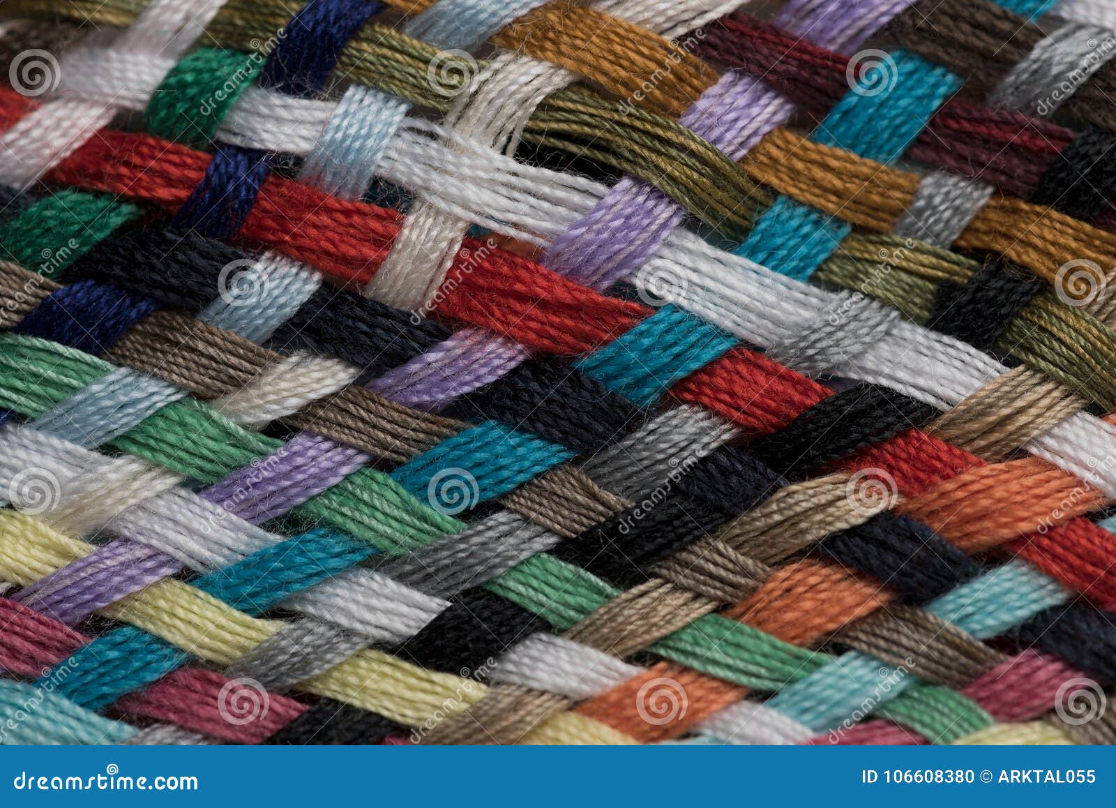 Various Colored Cotton Intersected Threads Pattern Macro Closeup Stock ...