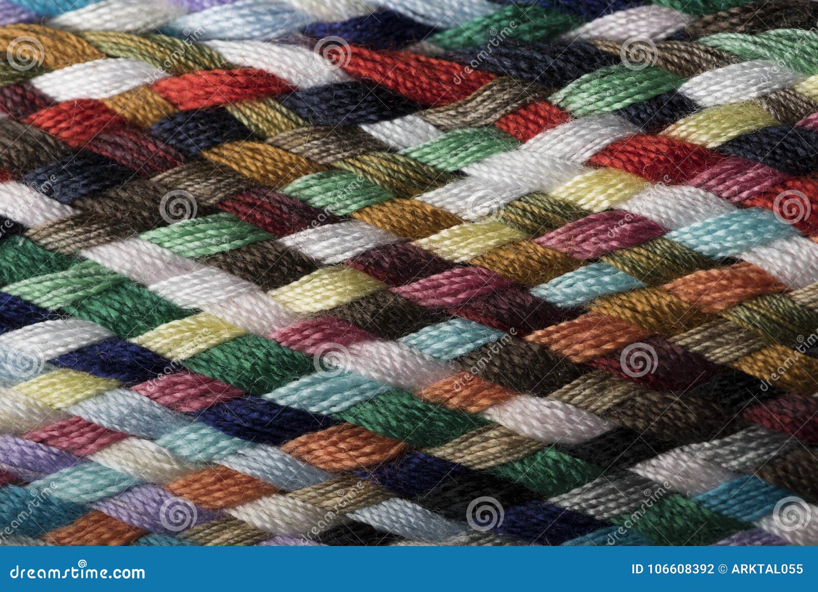 Various Colored Cotton Intersected Threads Pattern Macro Closeup Stock ...
