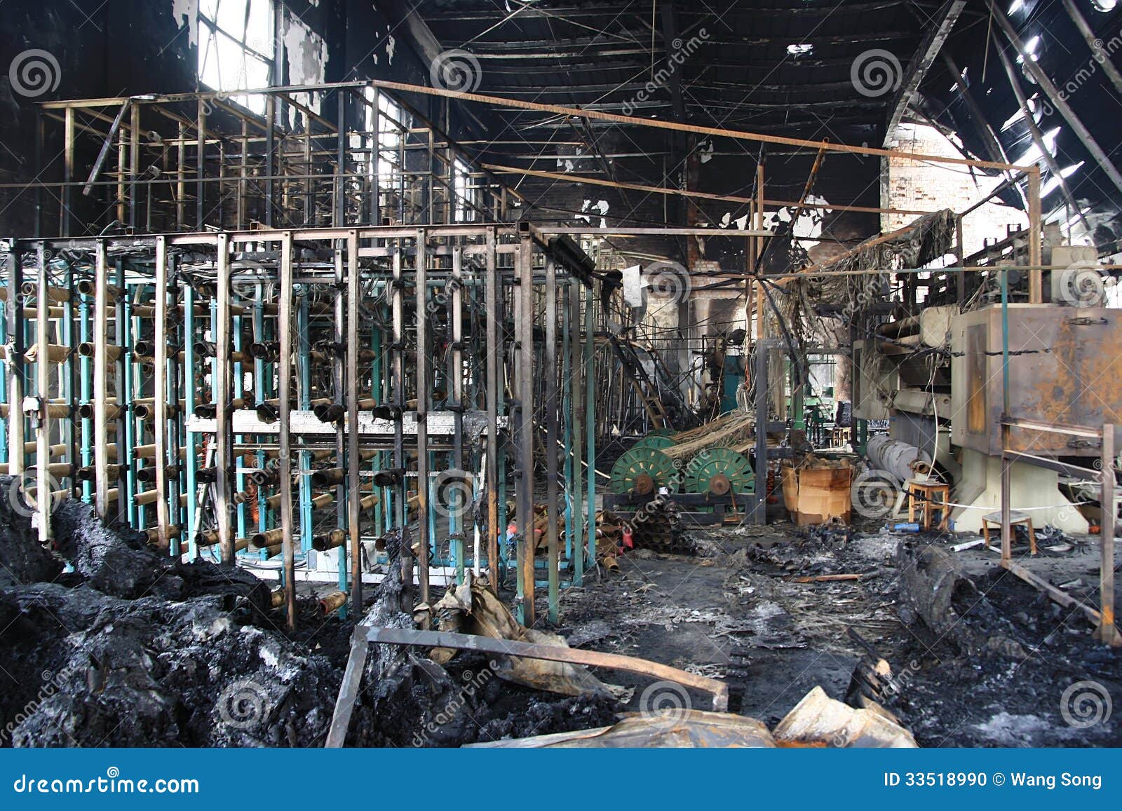 Textile mill fire scene stock photo. Image of site, fatal - 33518990