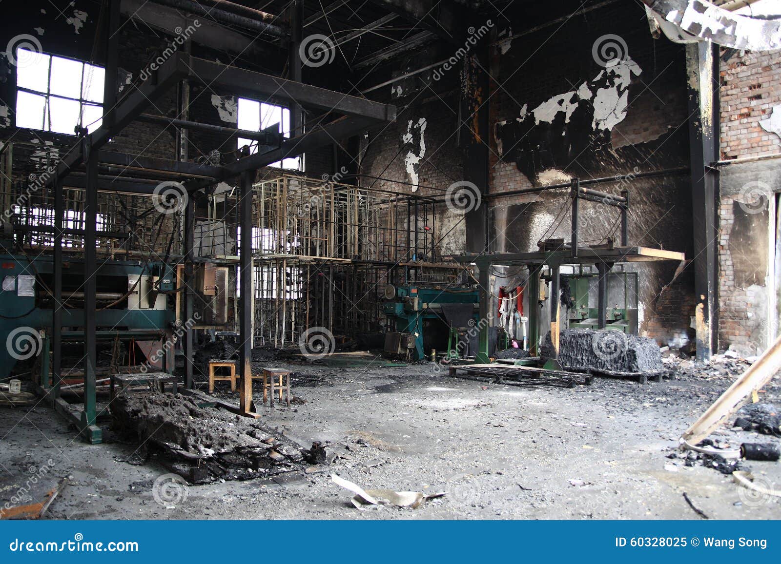 Textile mill fire scene stock image. Image of fire, fatal - 60328025