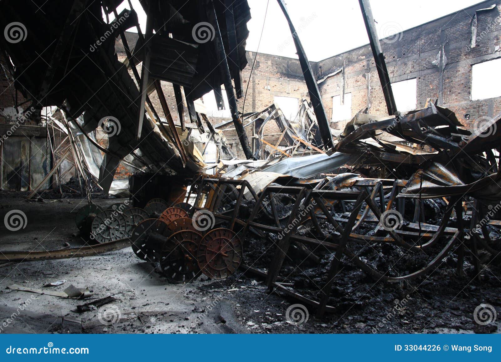 Textile mill fire scene stock photo. Image of catastrophe - 33044226