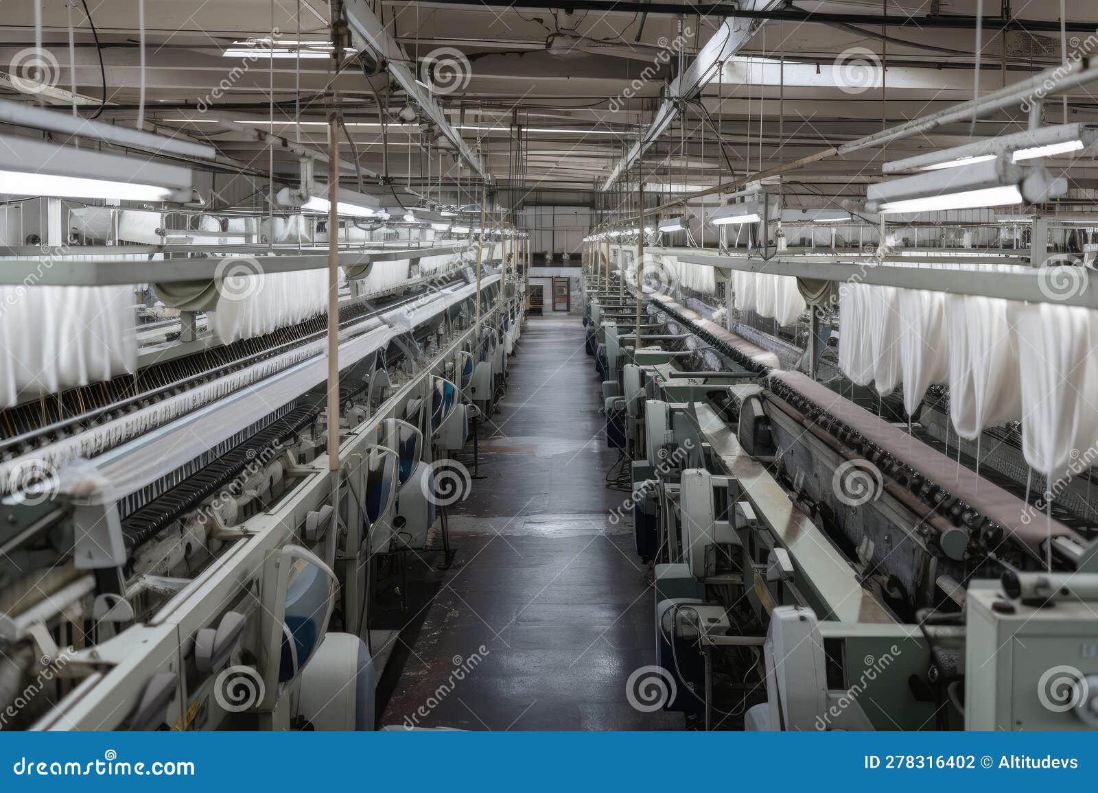 Textile Mill, with Rows of Machines Producing High-quality Fabric Stock ...