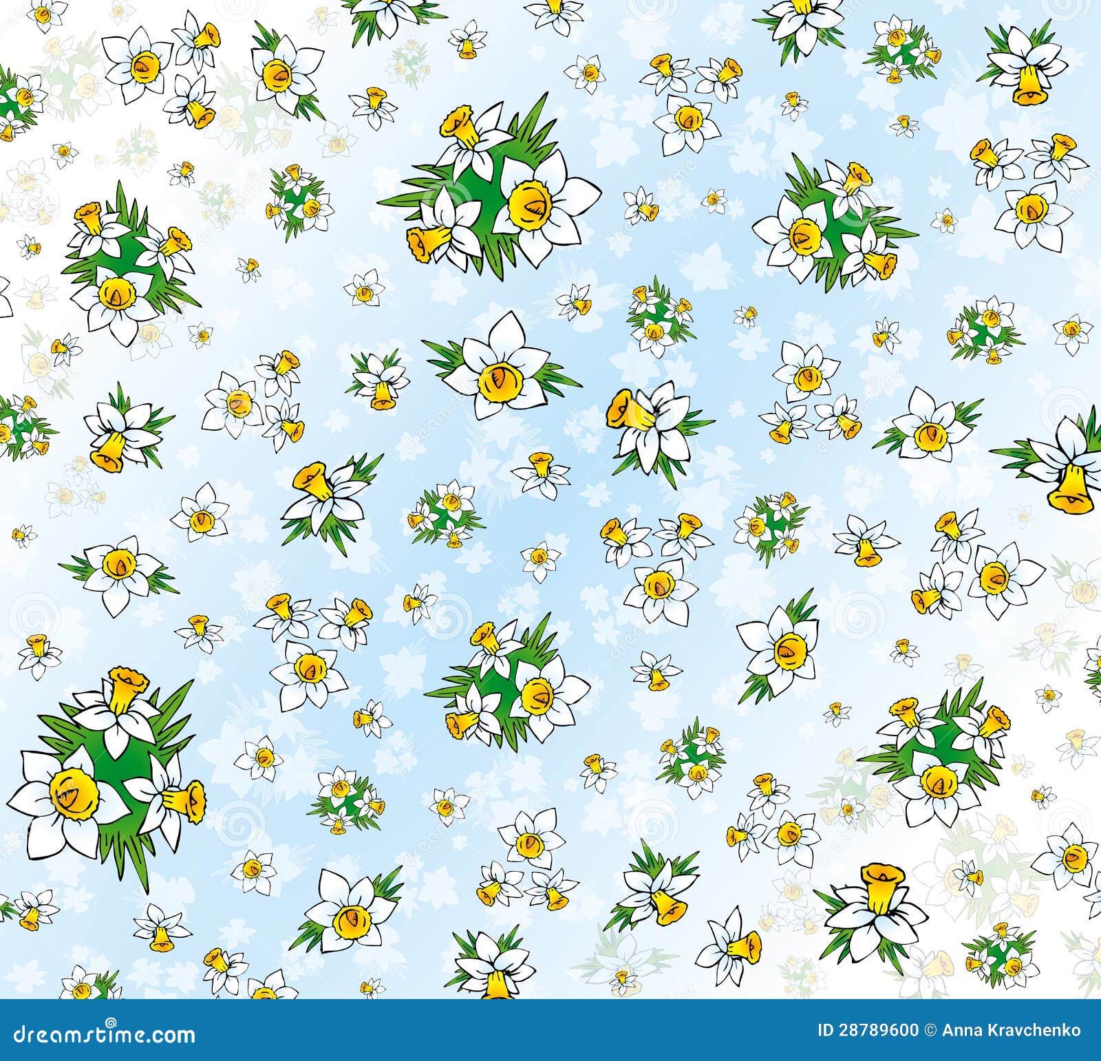 Textile Pattern of Daffodils Stock Illustration - Illustration of decor ...