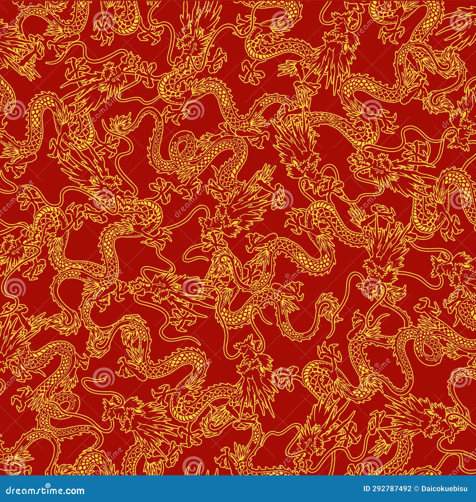 Seamless Pattern with Classic Japanese Dragons, Stock Vector ...