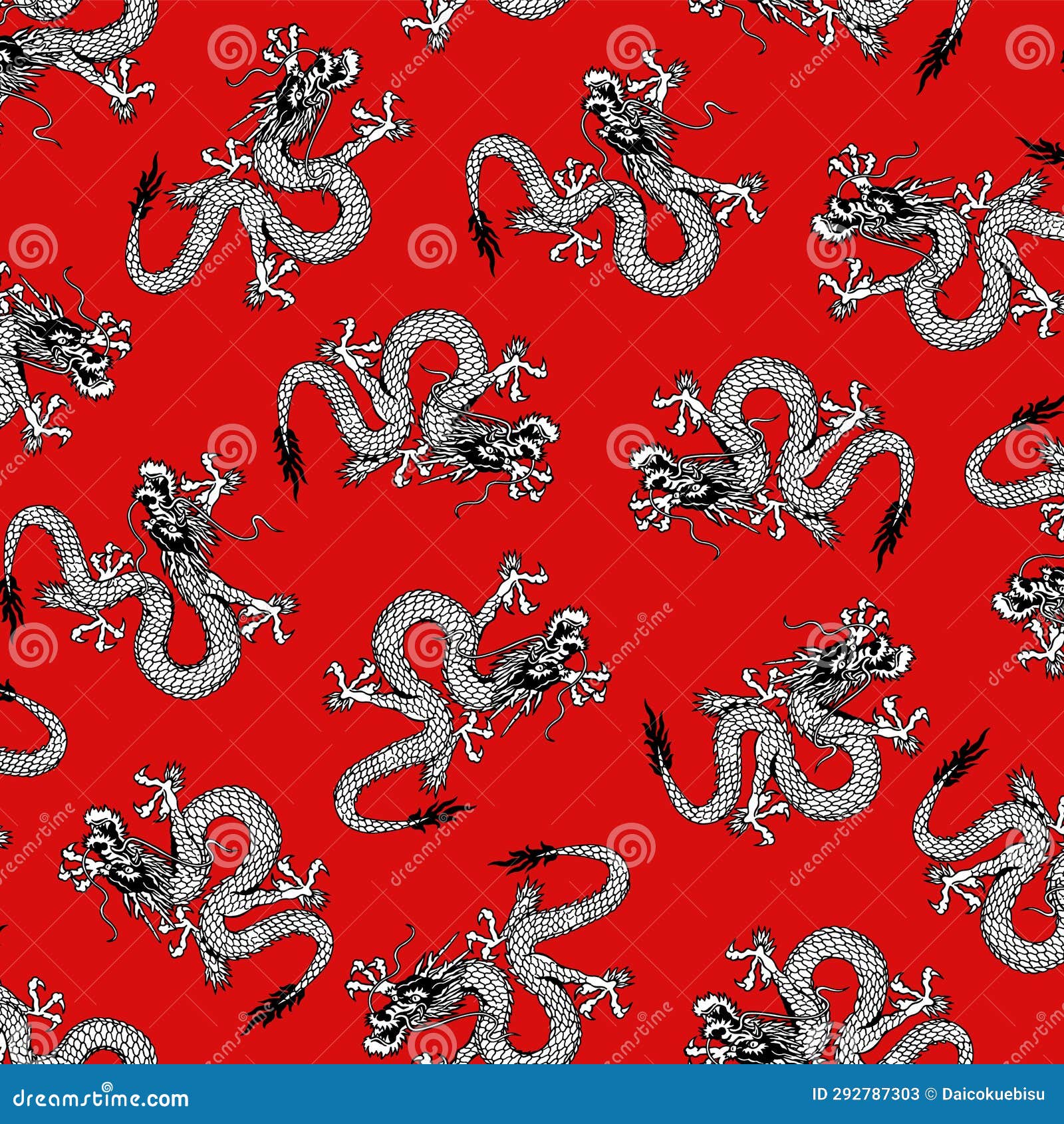 Seamless Pattern with Classic Japanese Dragons, Stock Vector ...