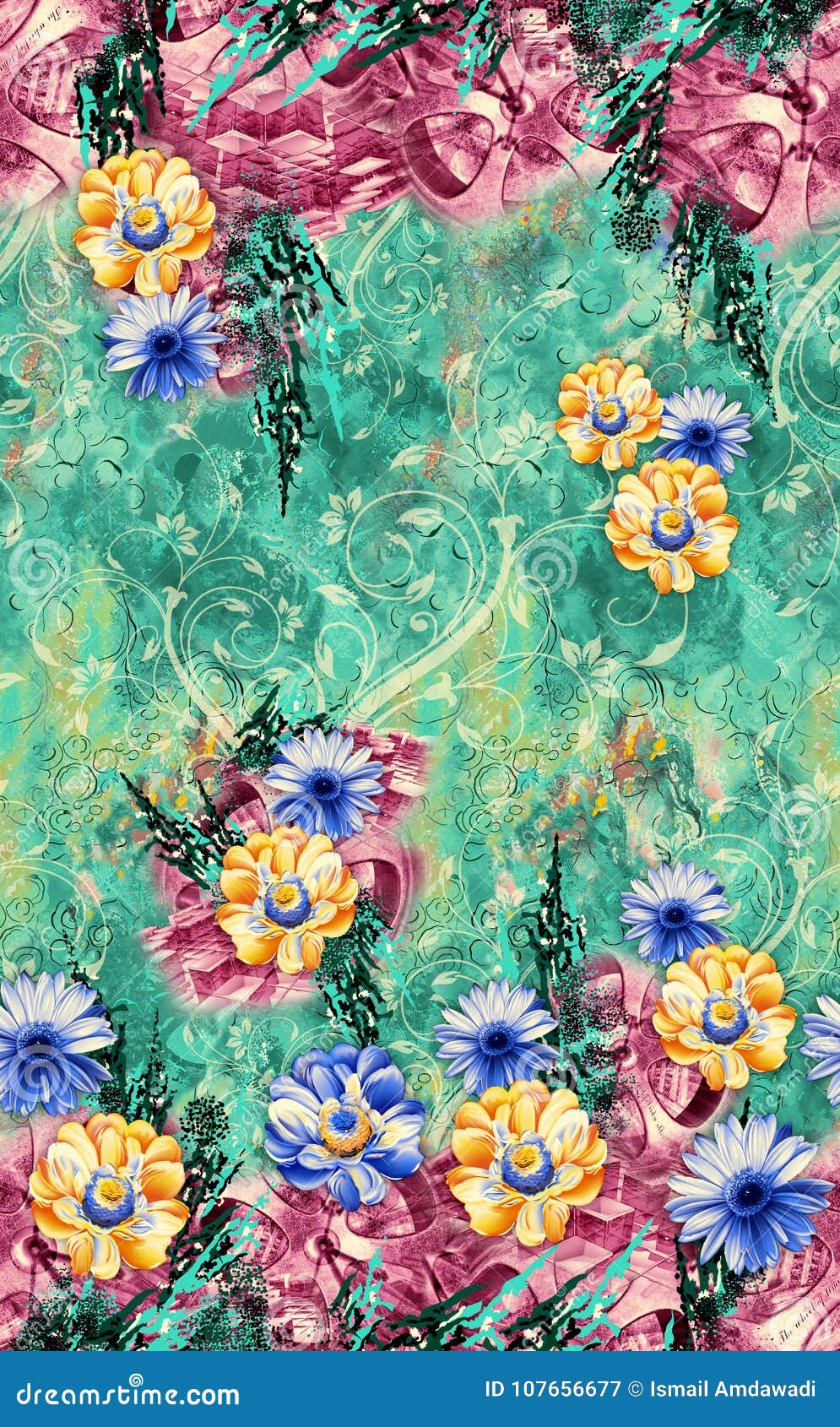 Beautiful Colorful Background and Flower Design Stock Illustration ...