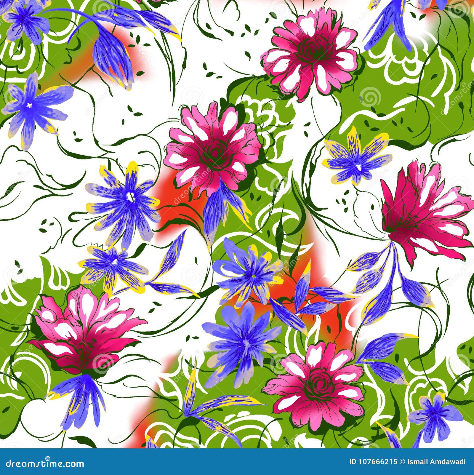 Colorful Flower Print Design Stock Illustration - Illustration of ...