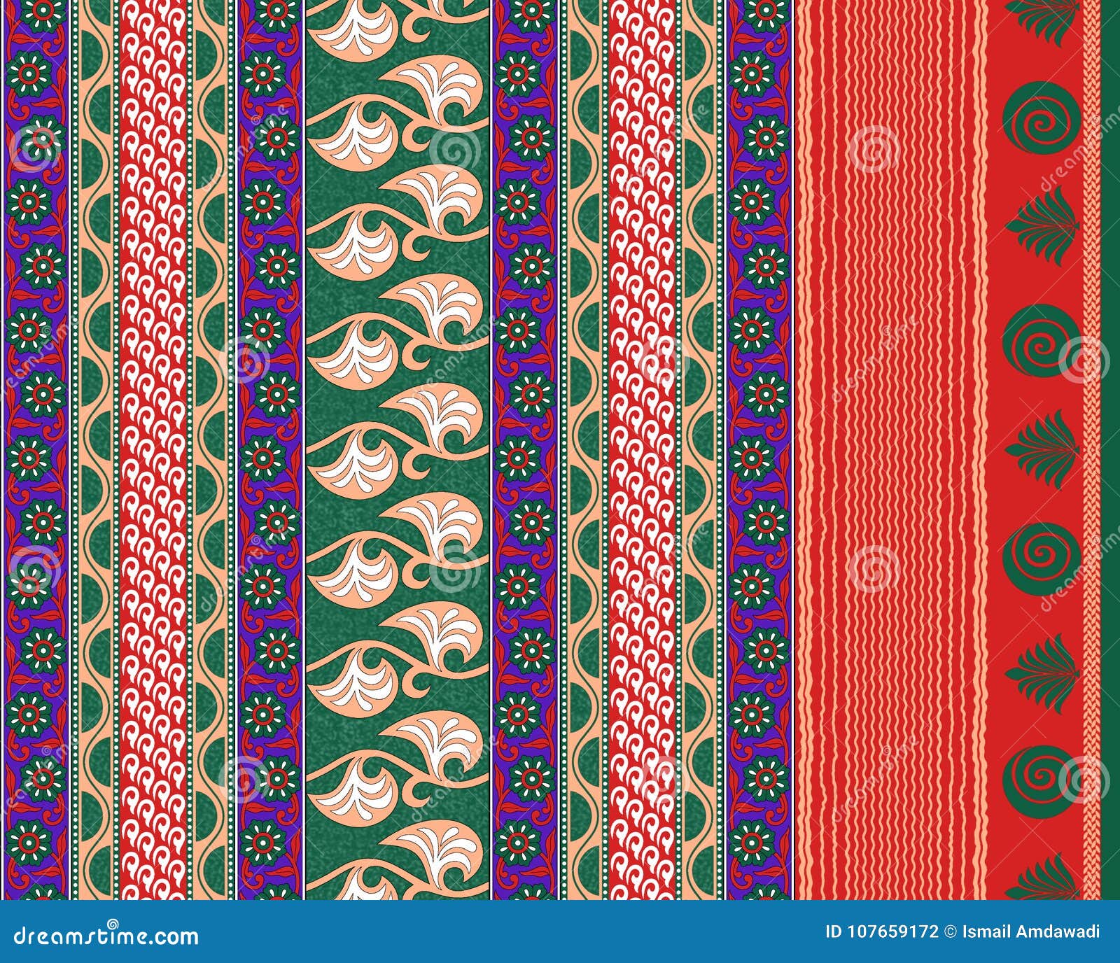 Colorful Scarf Border Design Stock Illustration - Illustration of print ...