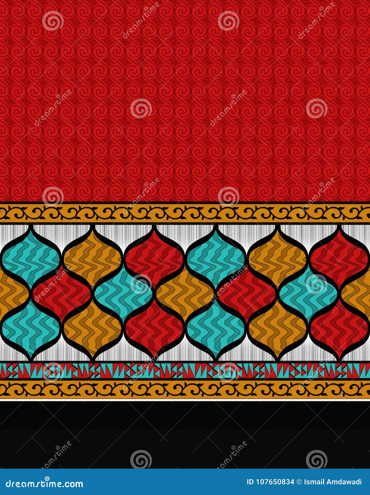 Textile Print Scarf Border Design Stock Illustration - Illustration of ...