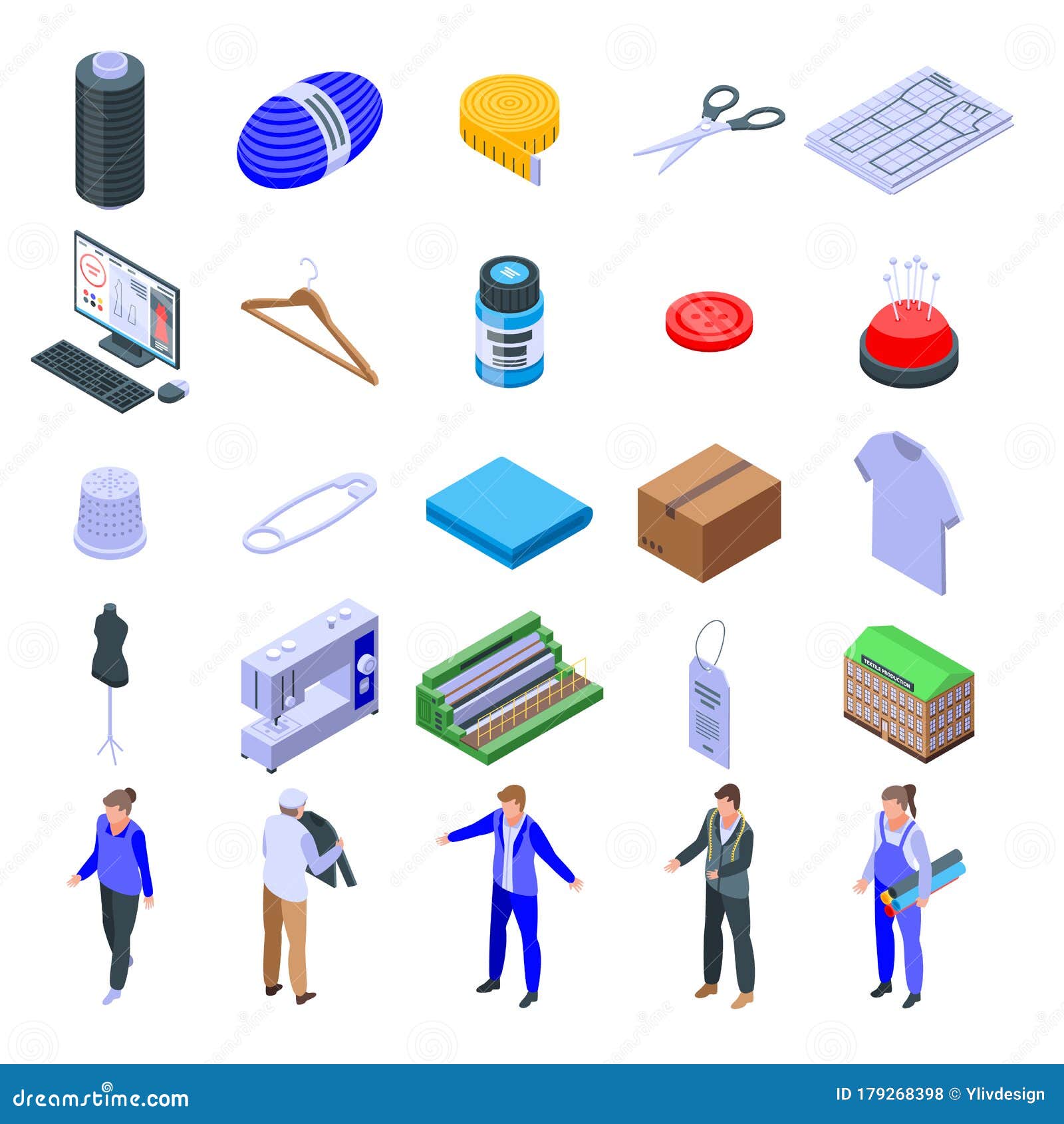 Textile Production Icons Set, Isometric Style Stock Vector ...