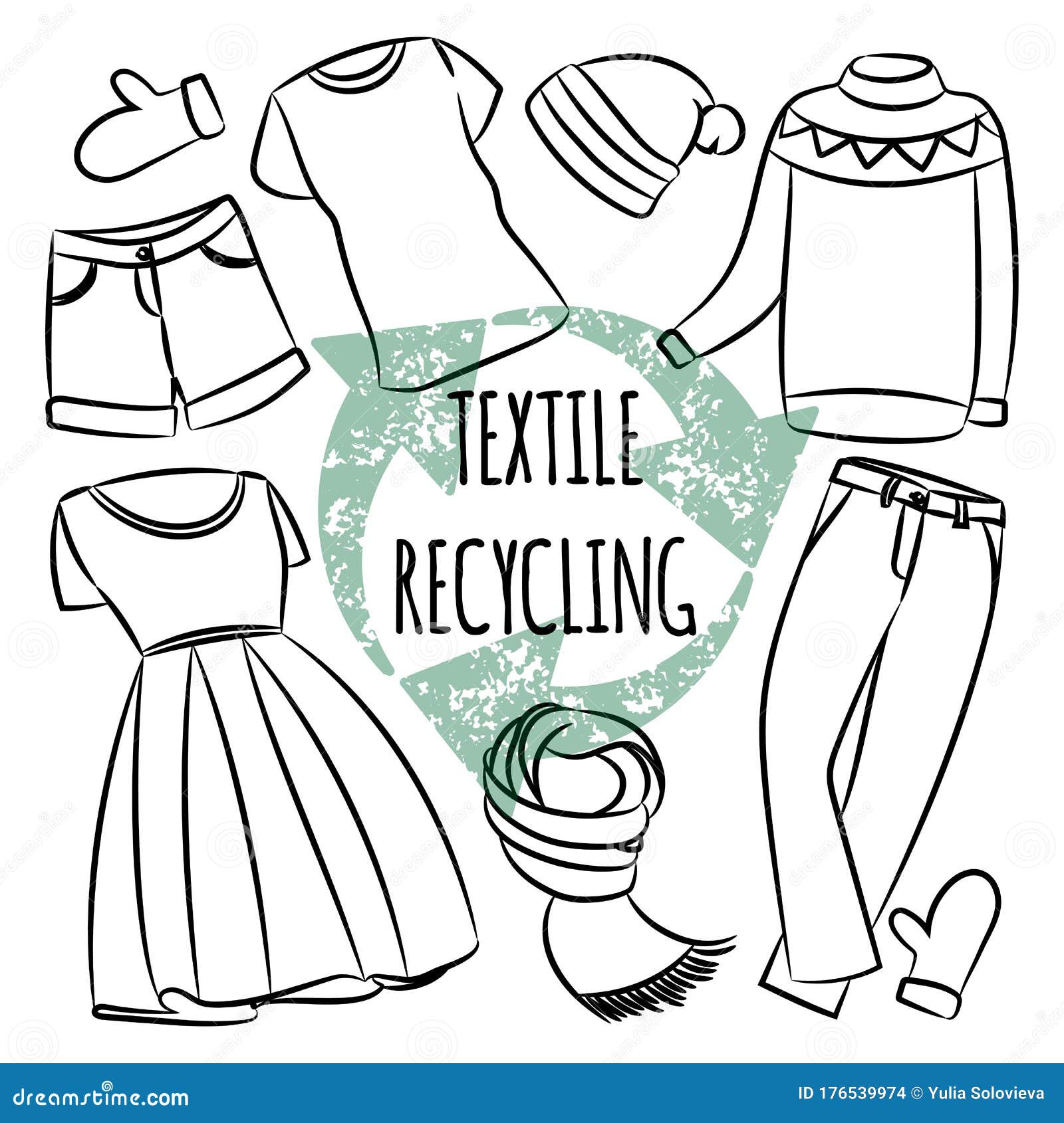 Textile Recycling Signs Icon Set Of Outline Types. Isolated Vector Sign ...