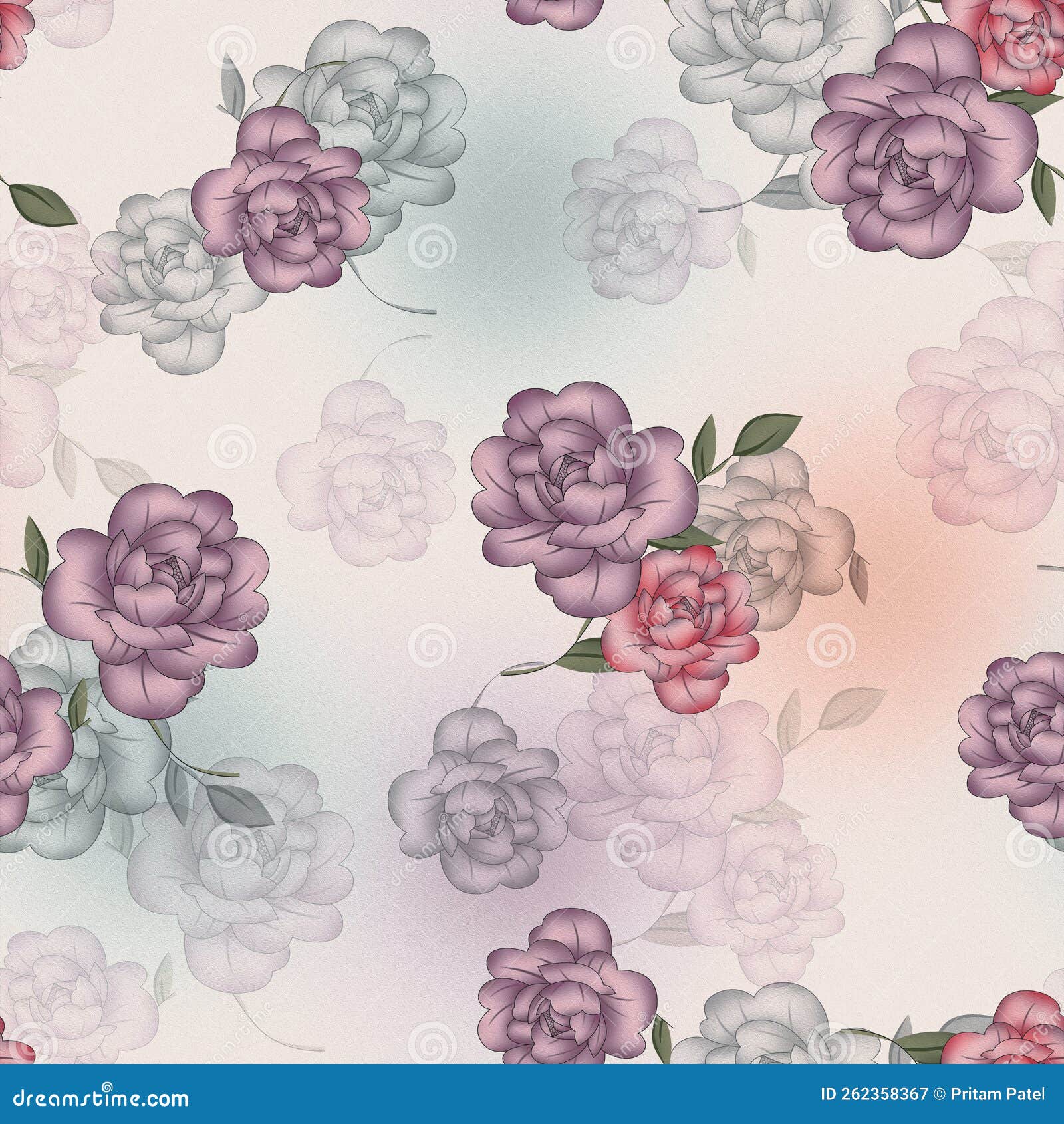 Textile Roses Flowers Pattern Stock Illustration - Illustration of ...