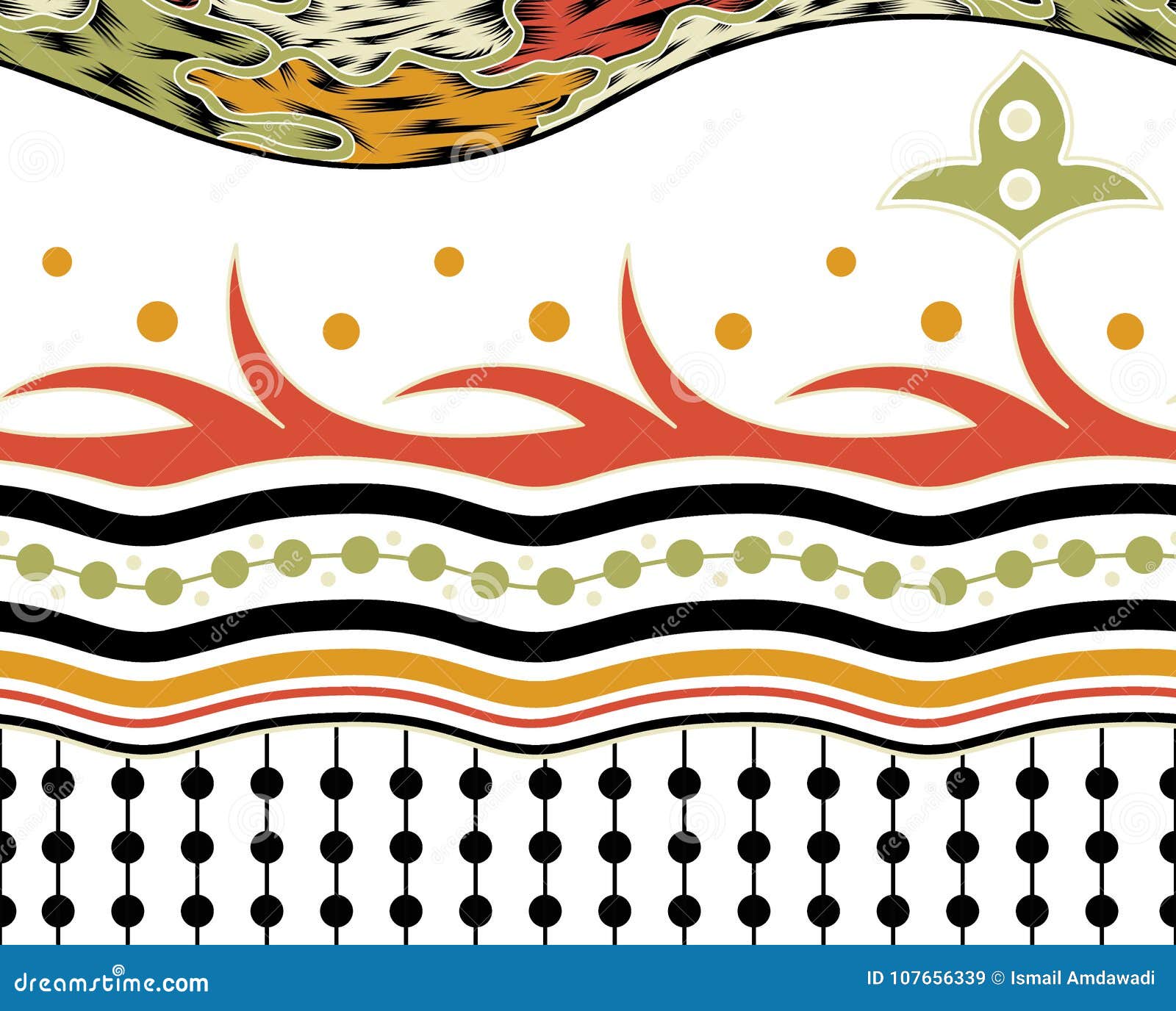Textile Scarf Print Border Design Stock Illustration - Illustration of ...