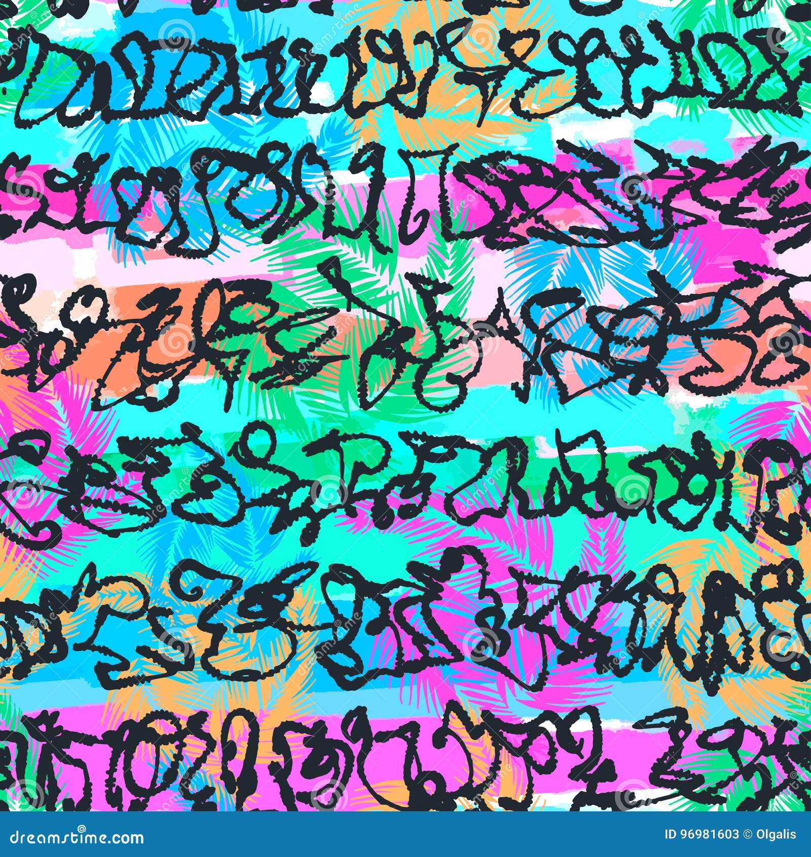 Textile Seamless Graffiti Doodle Pattern. Stock Vector - Illustration ...