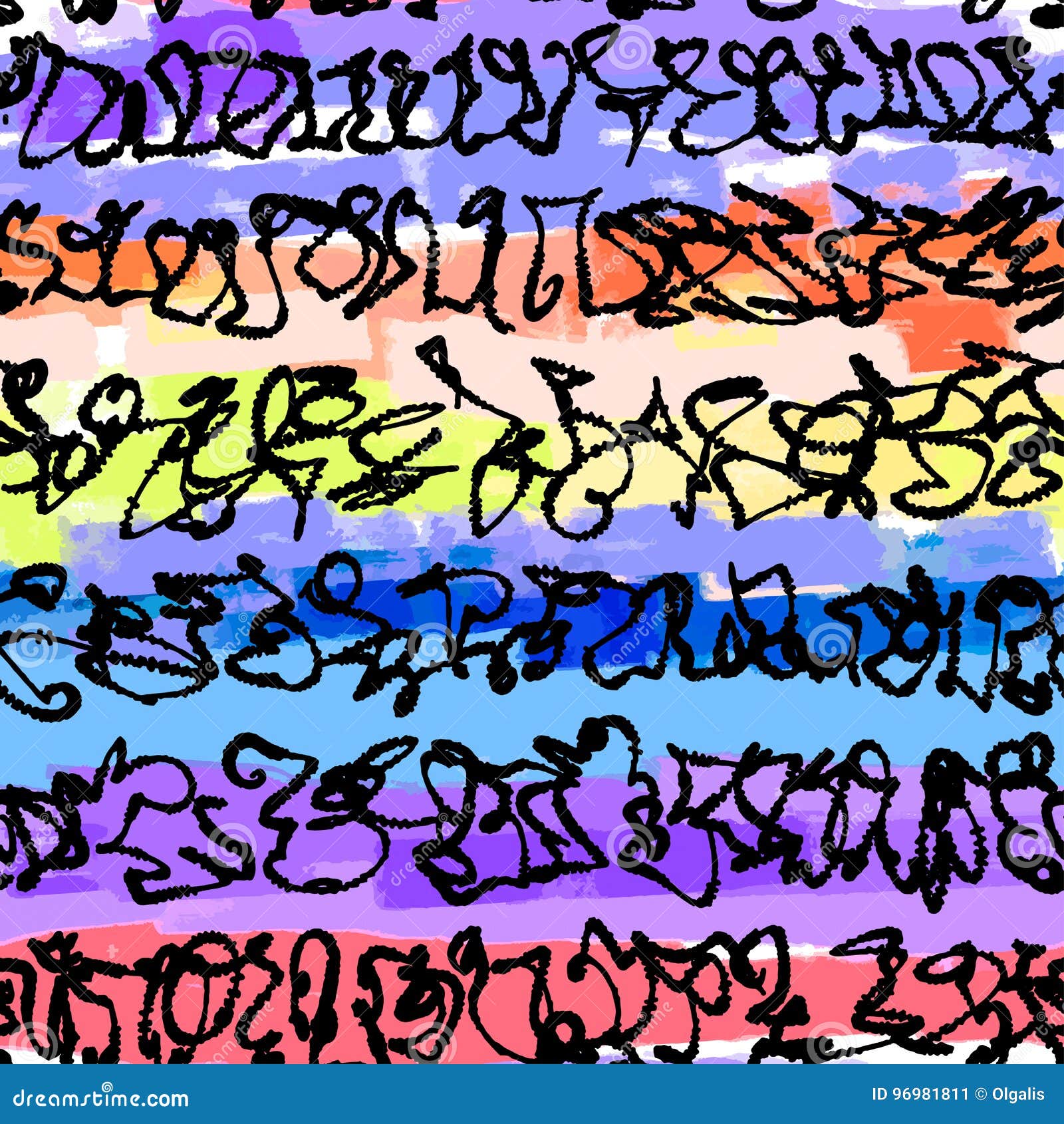 Textile Seamless Graffiti Doodle Pattern. Stock Vector - Illustration ...