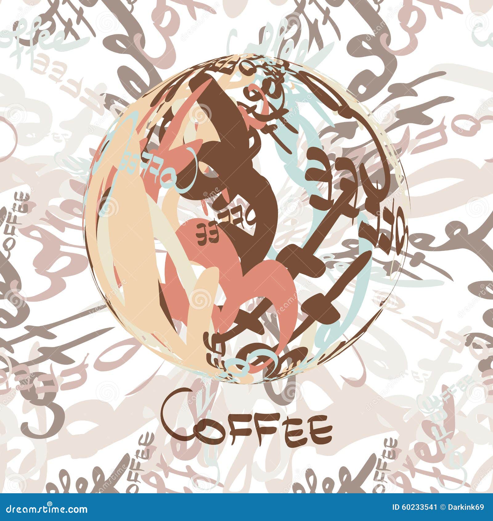 Textile Seamless Pattern of Word Coffee Labels Sphere Stock Vector ...