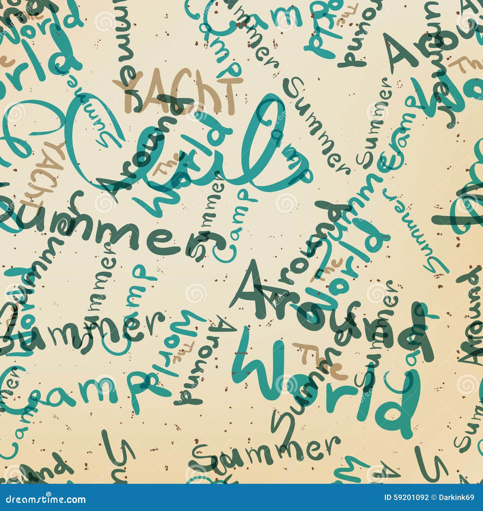 Textile Seamless Pattern of Words on the Subject of Travel Stock Vector ...