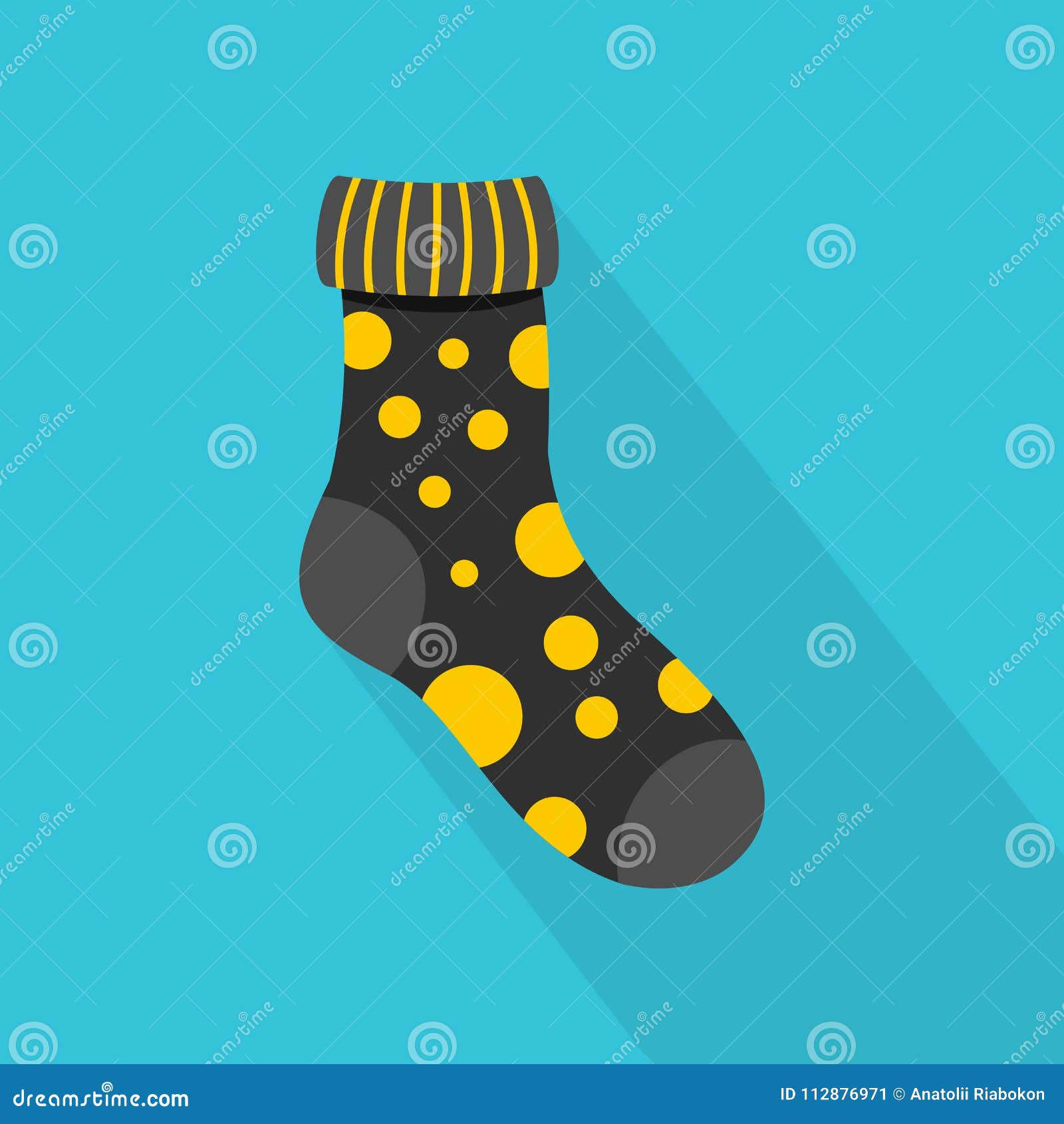 Textile Sock Icon, Flat Style Stock Vector - Illustration of footwear ...
