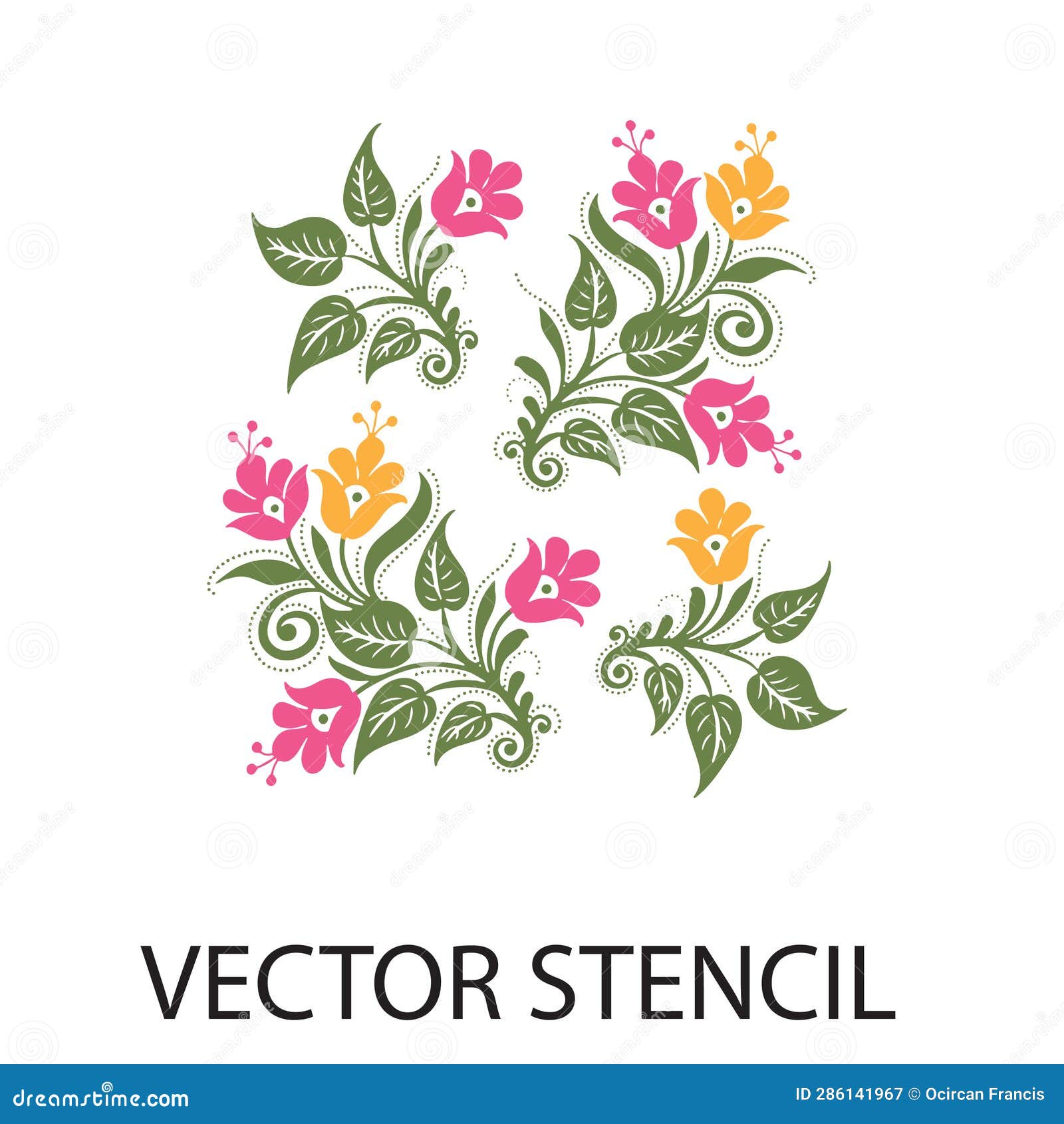 Floral Textile Design Stencils Vector Stencil Stock Vector ...