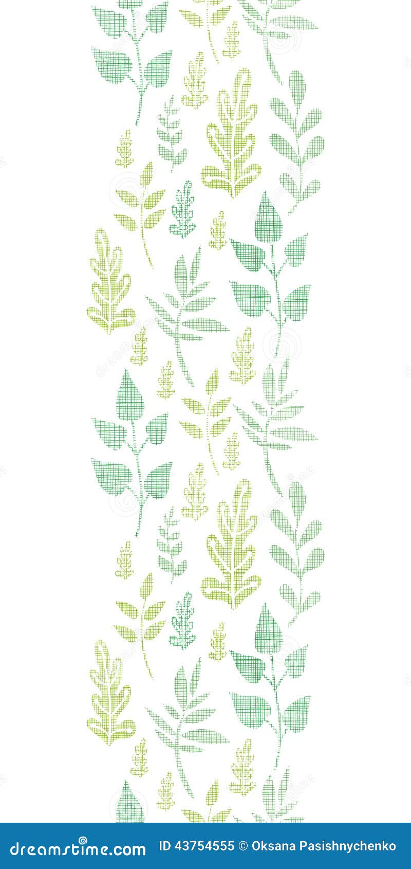 Textile Textured Spring Leaves Vertical Border Stock Vector ...